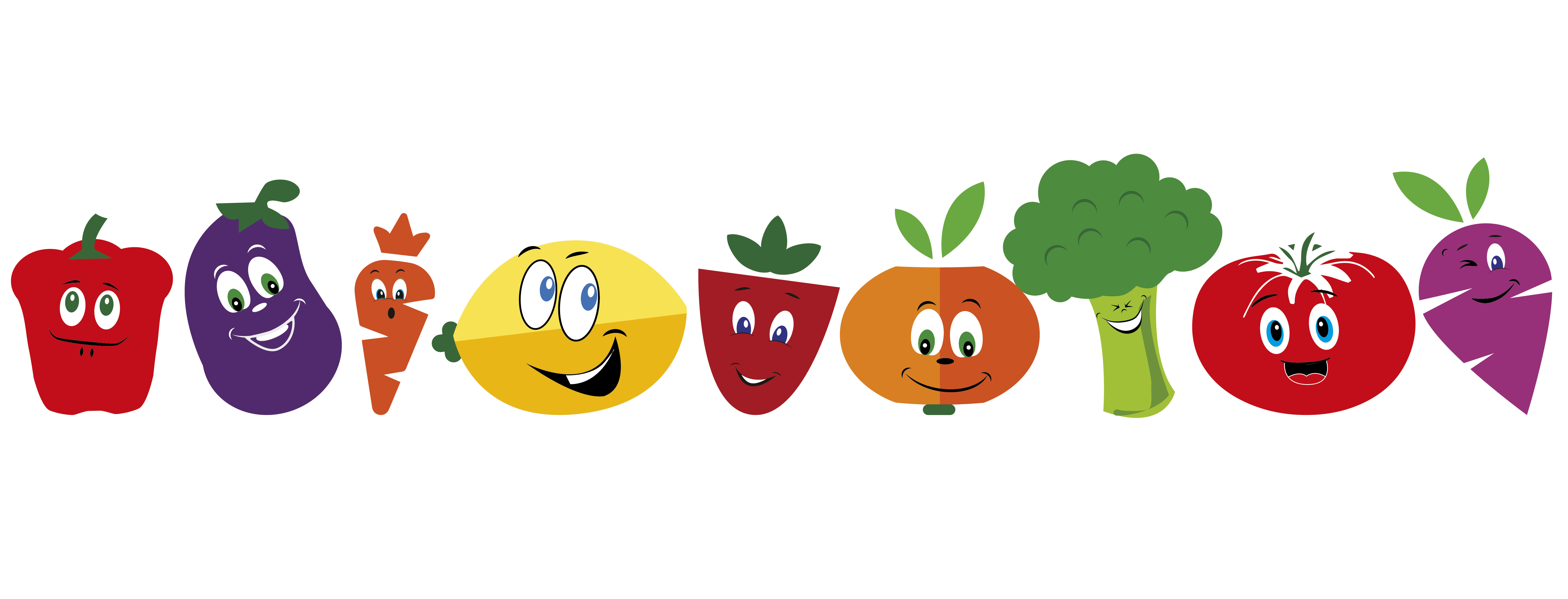 Drawn cartoon vegetables in a row free image download