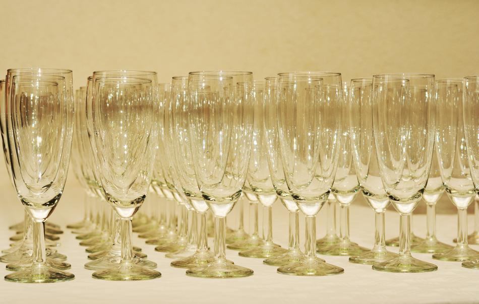 Beautiful, shiny glasses for champagne, in the rows free image download