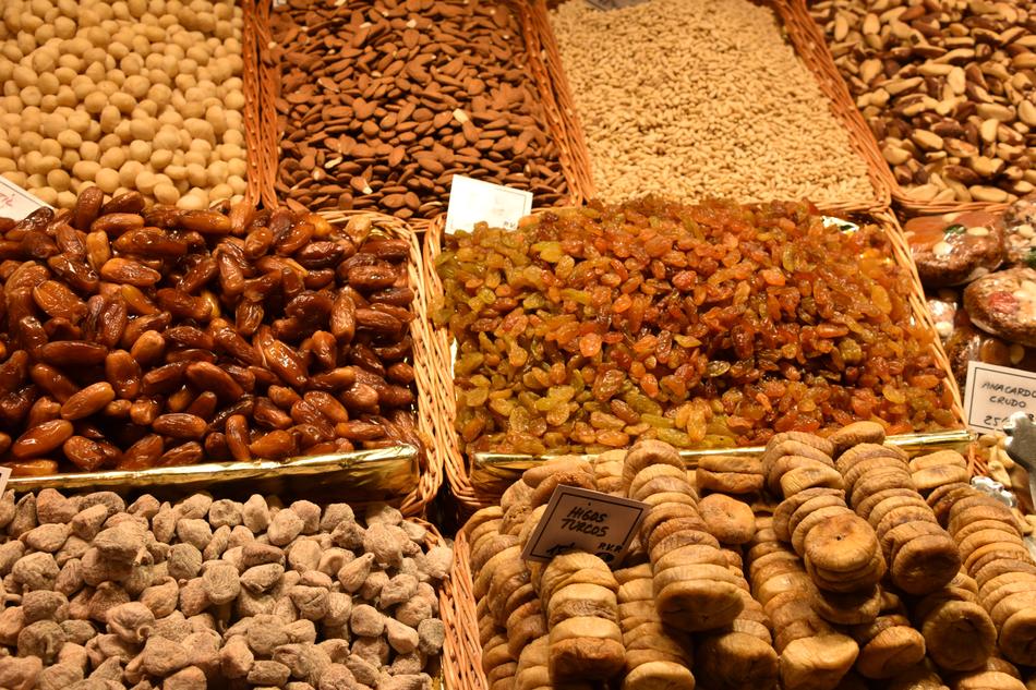 Shelf with dried fruits and nuts free image download
