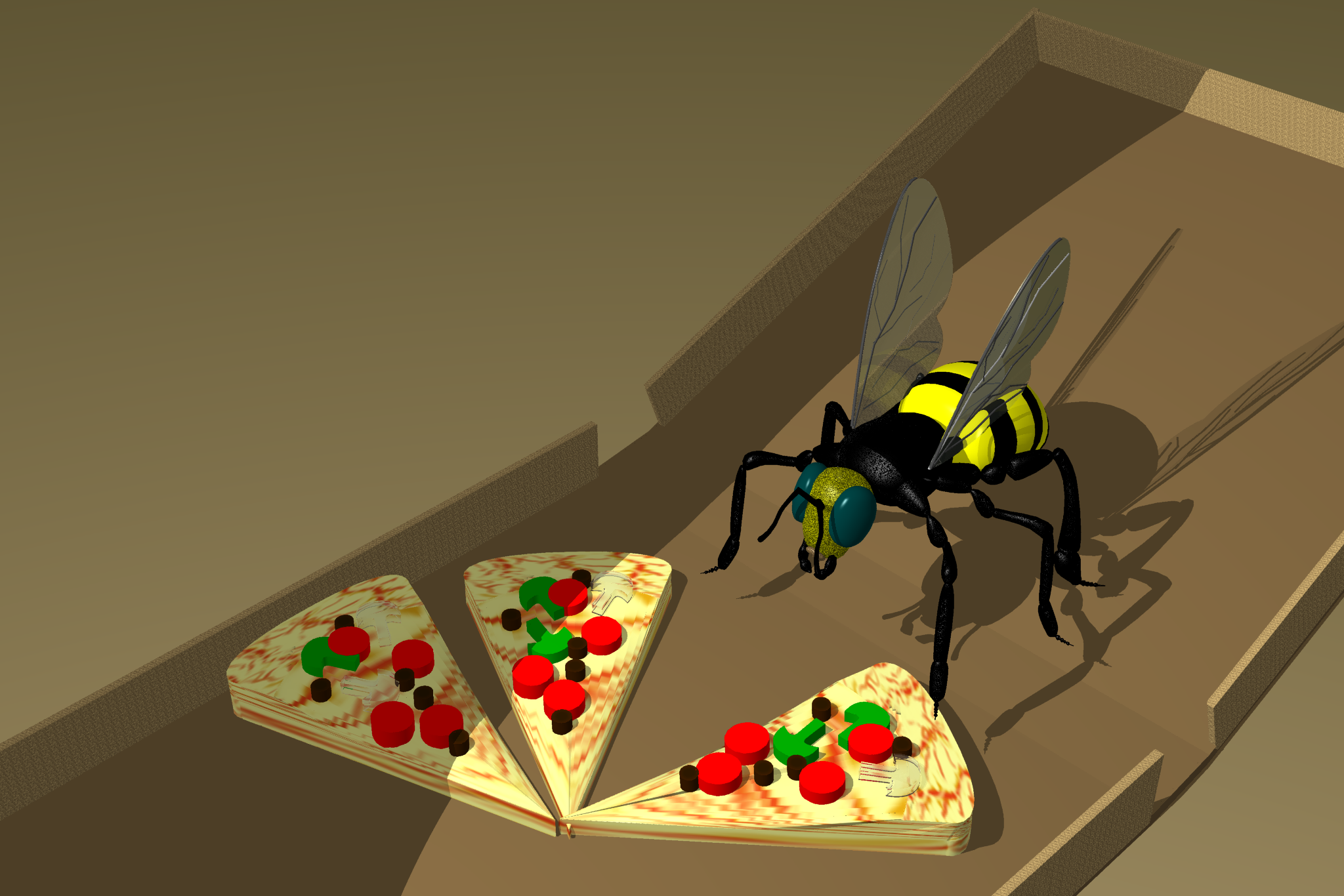 Pizza bee 3d cartoon character free image download