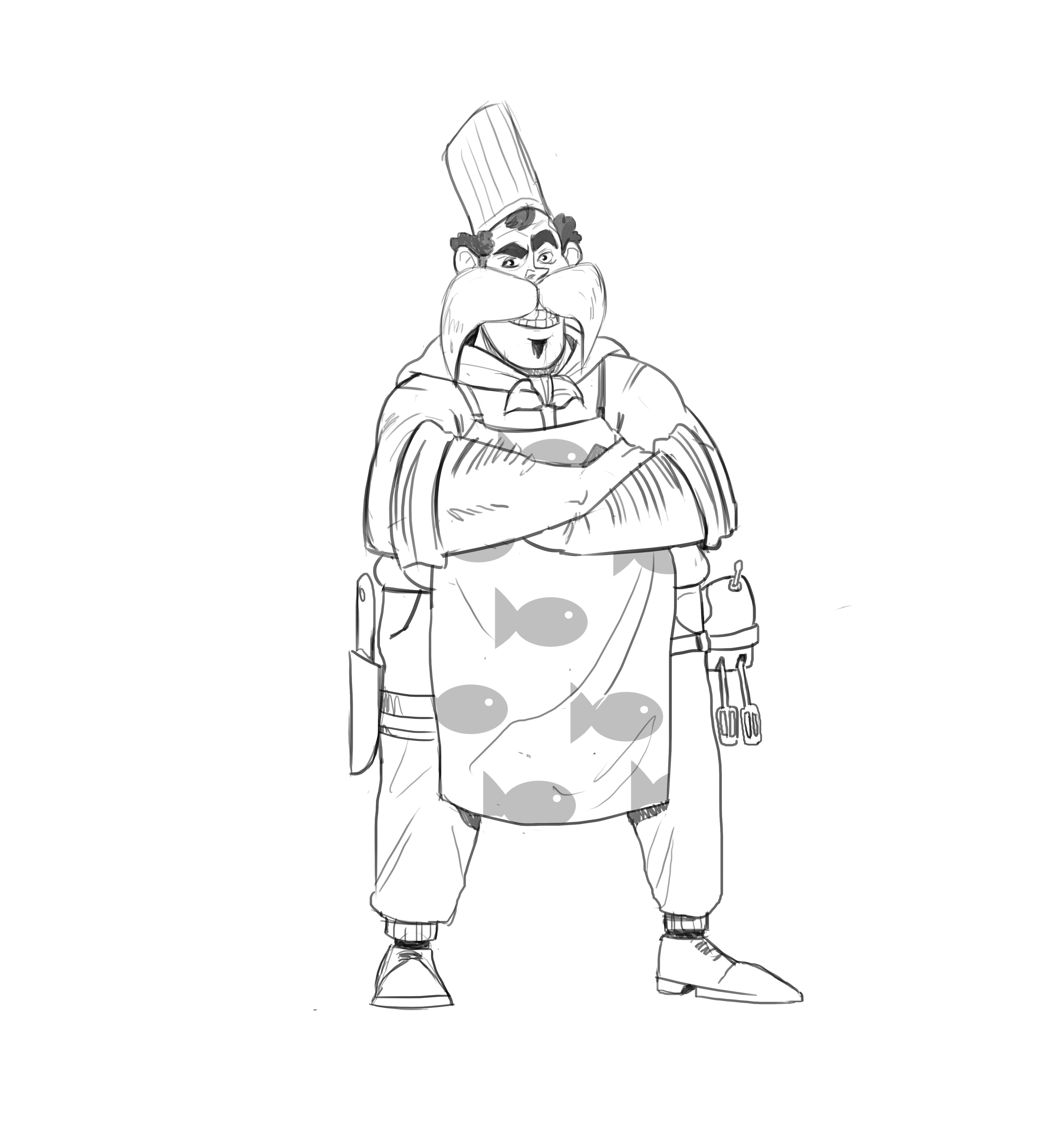 Drawing of funny chef free image download