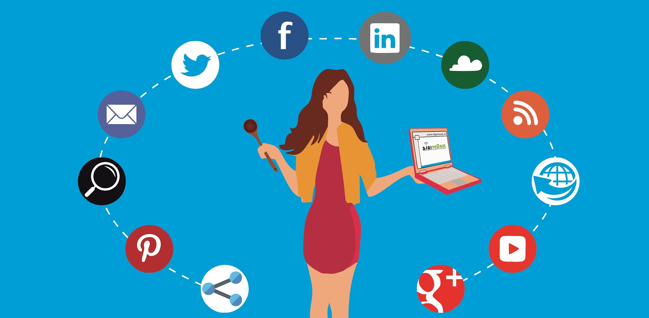 Digital marketing girl drawing free image download