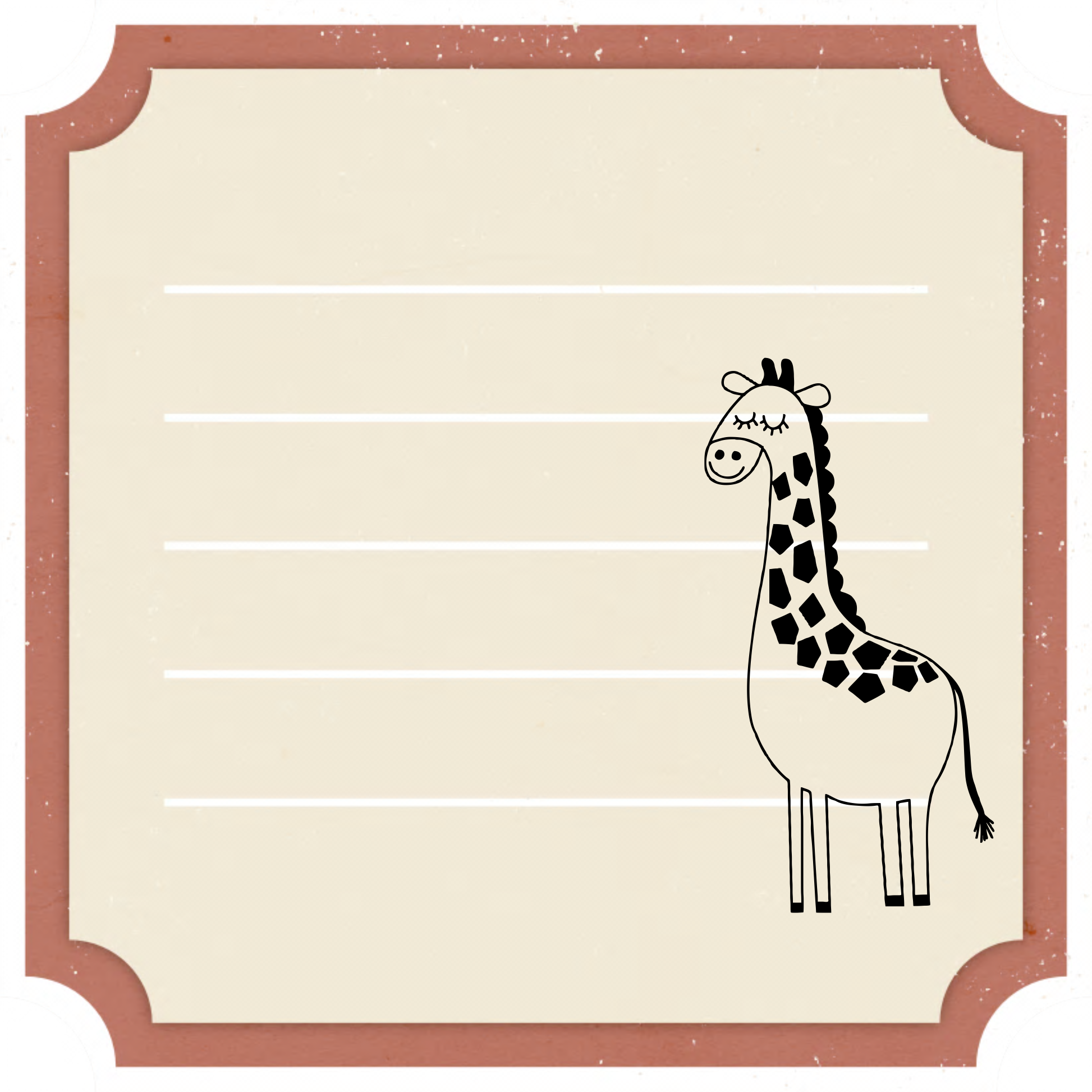 Giraffe kids tag label drawing free image download