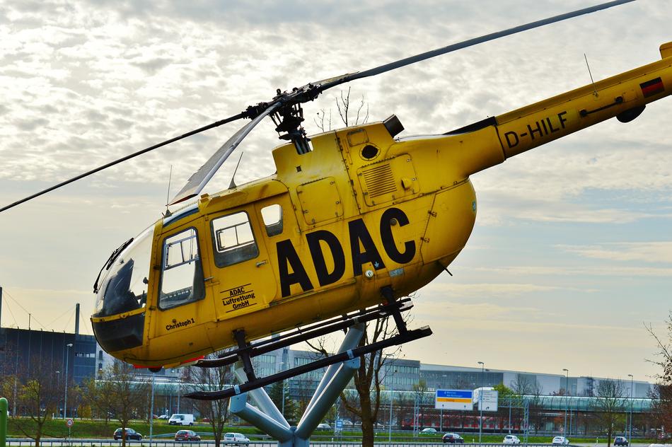 ADAS yellow rescue helicopter in Munich free image download