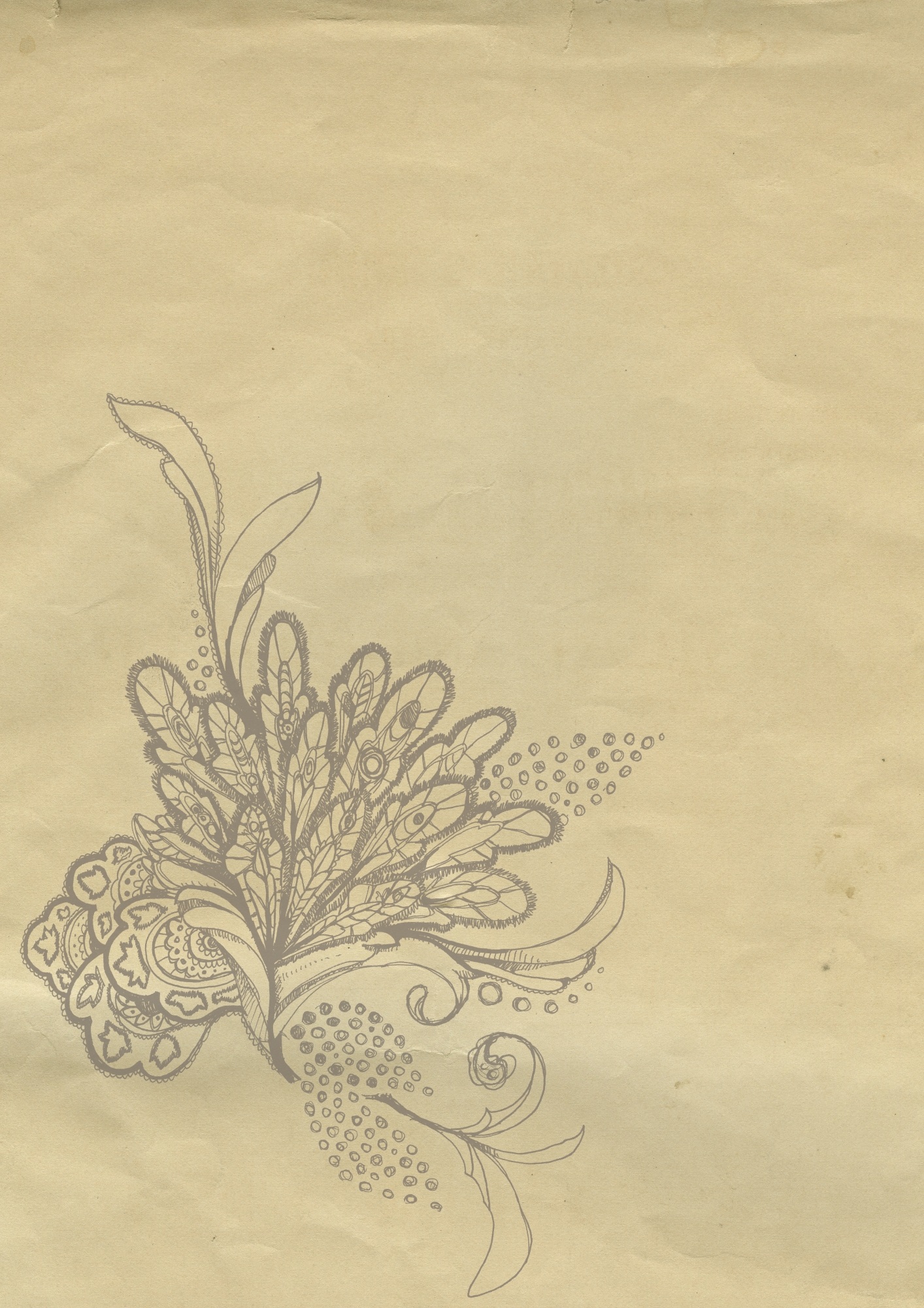 Vintage pattern paper craft drawing free image download
