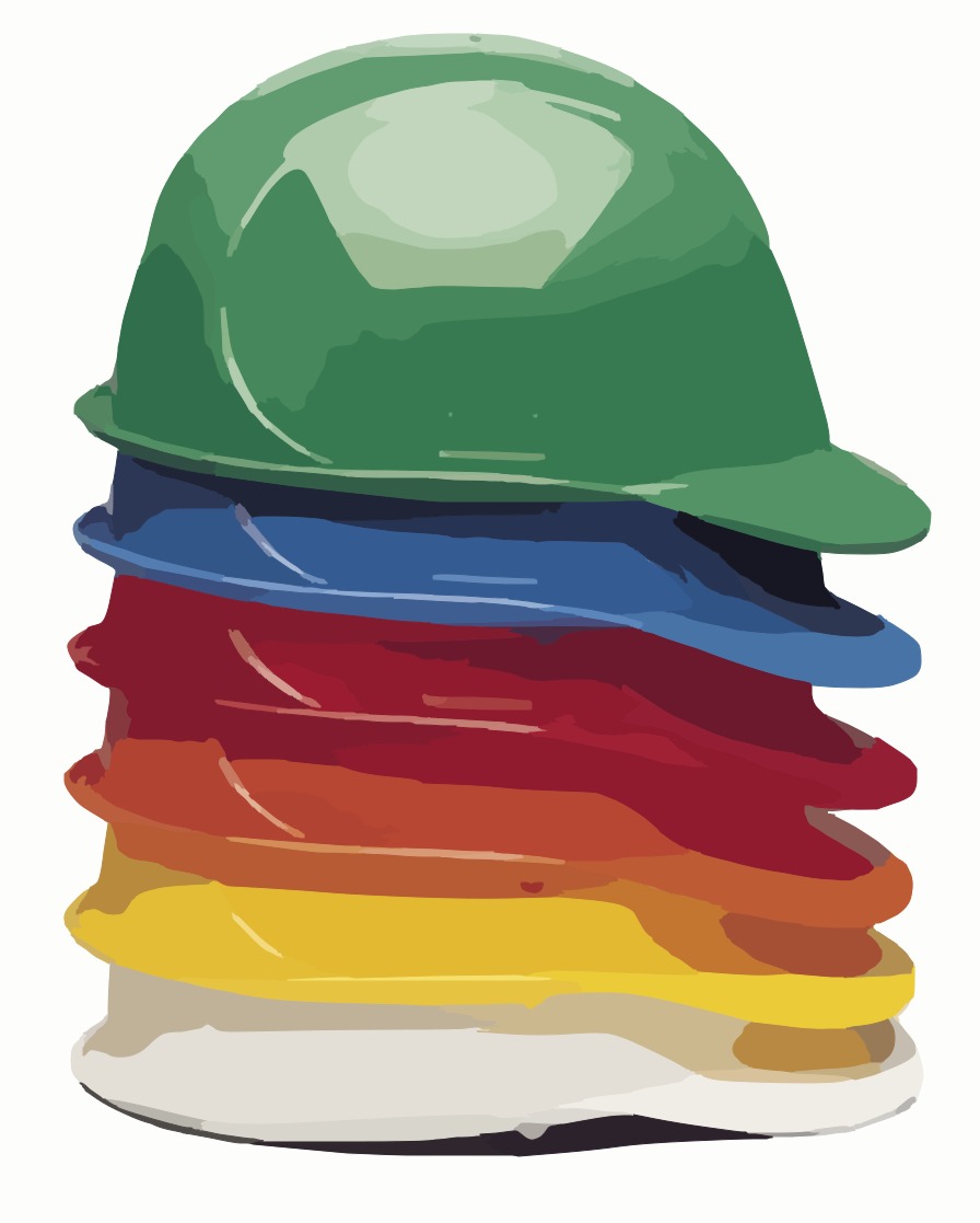 Colorful, shiny hard hats at white background, on clipart free image ...
