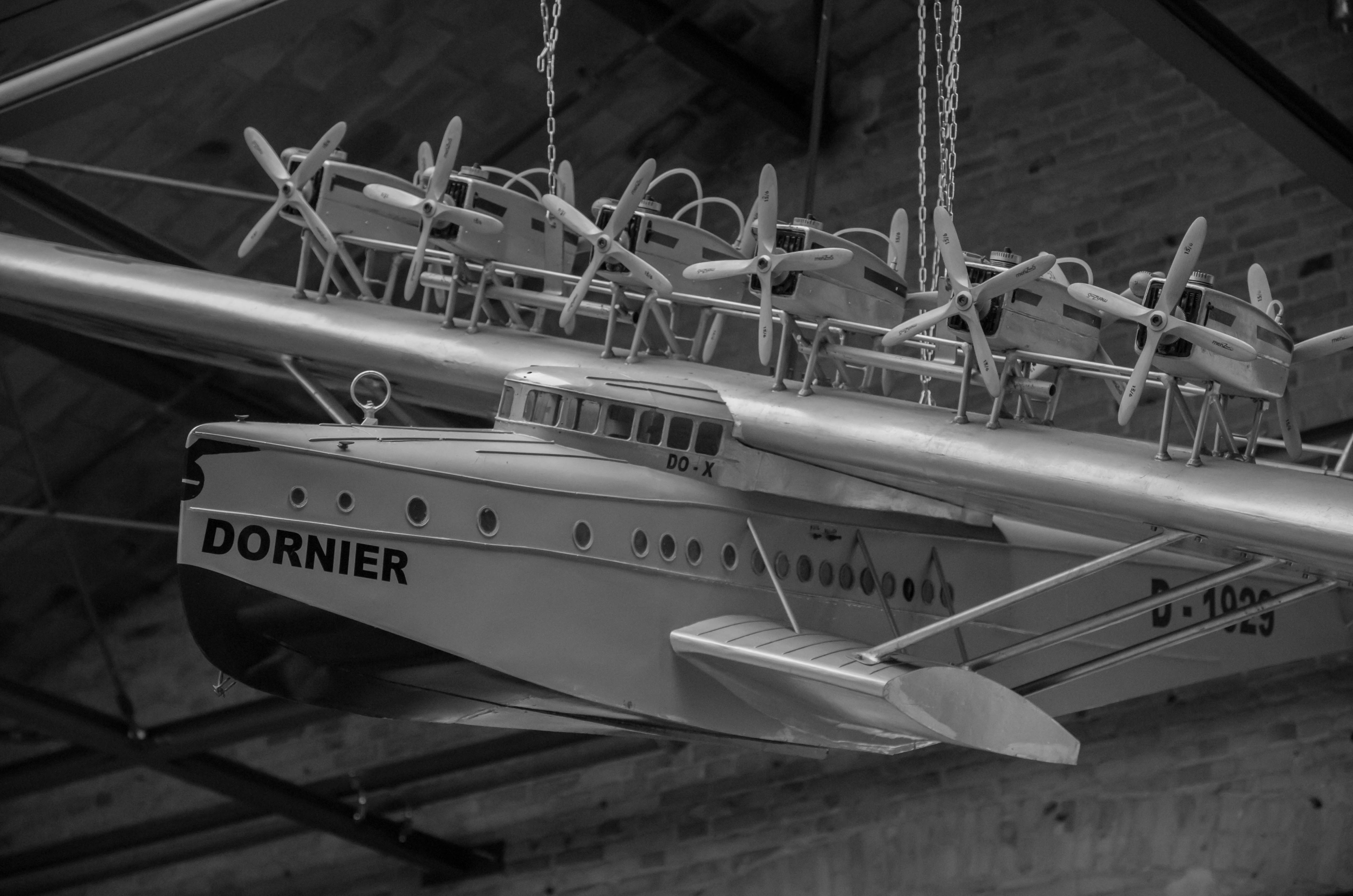 Black and white phot of the "Dornier" seaplane free image download