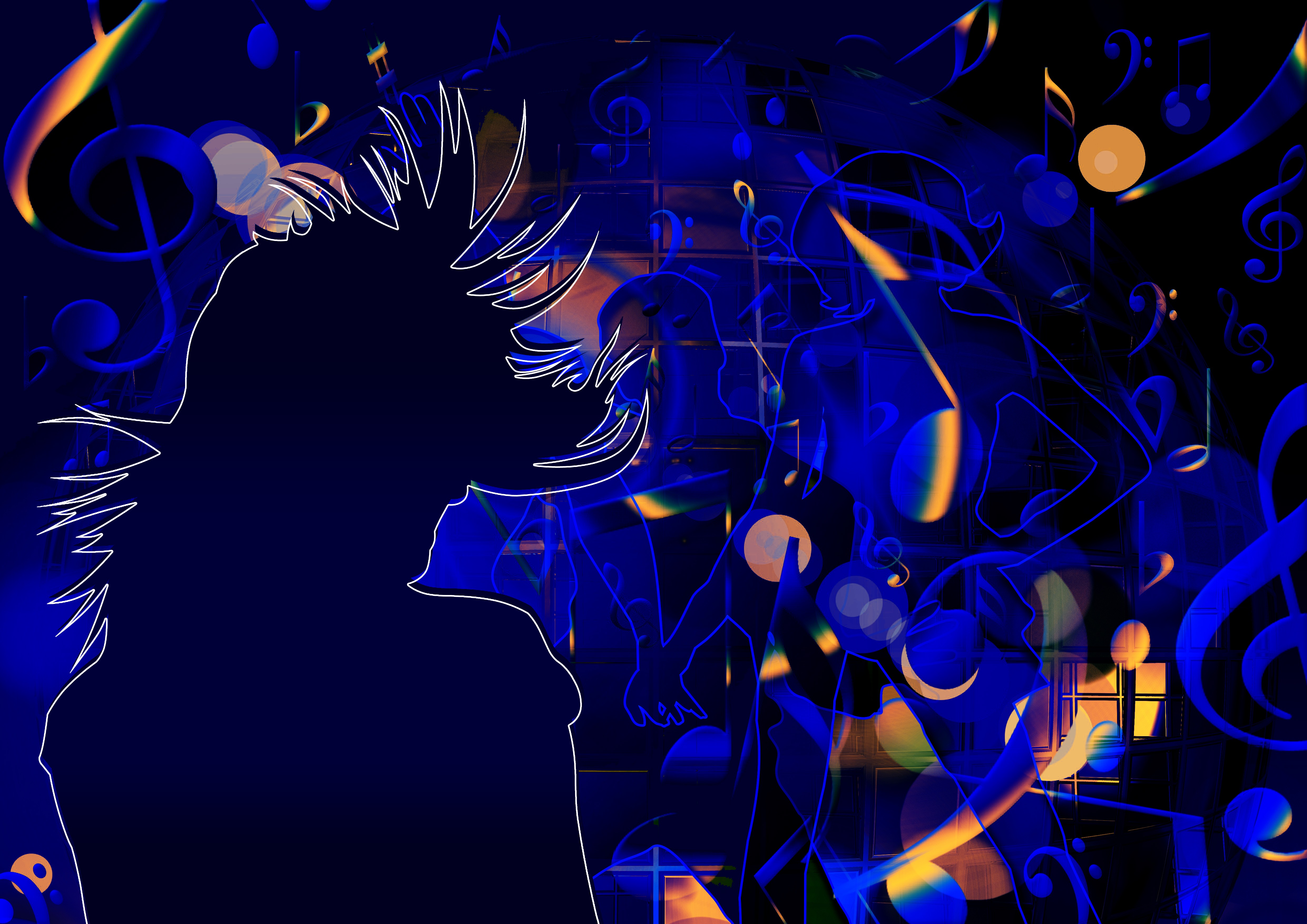 Silhouette girl man movement drawing free image download