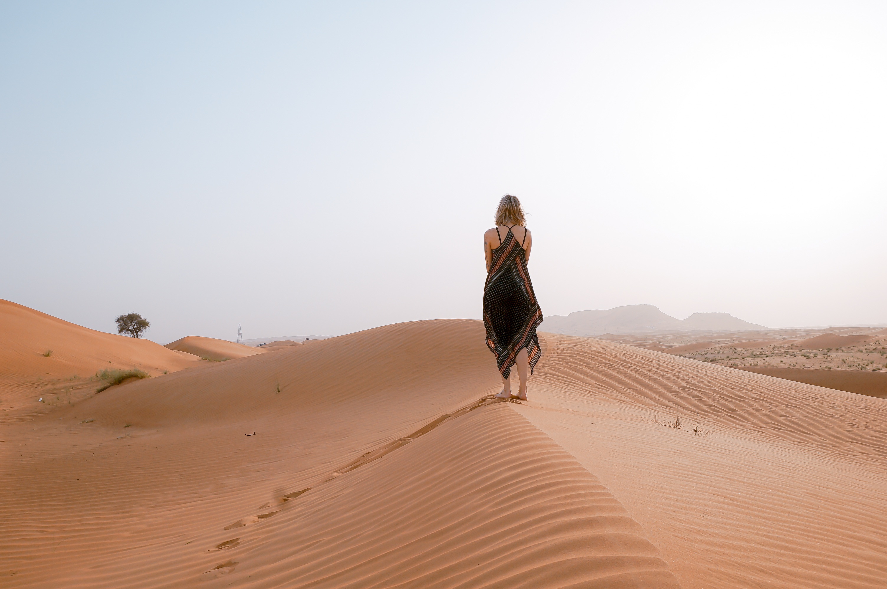 Girl Walking on desert free image download