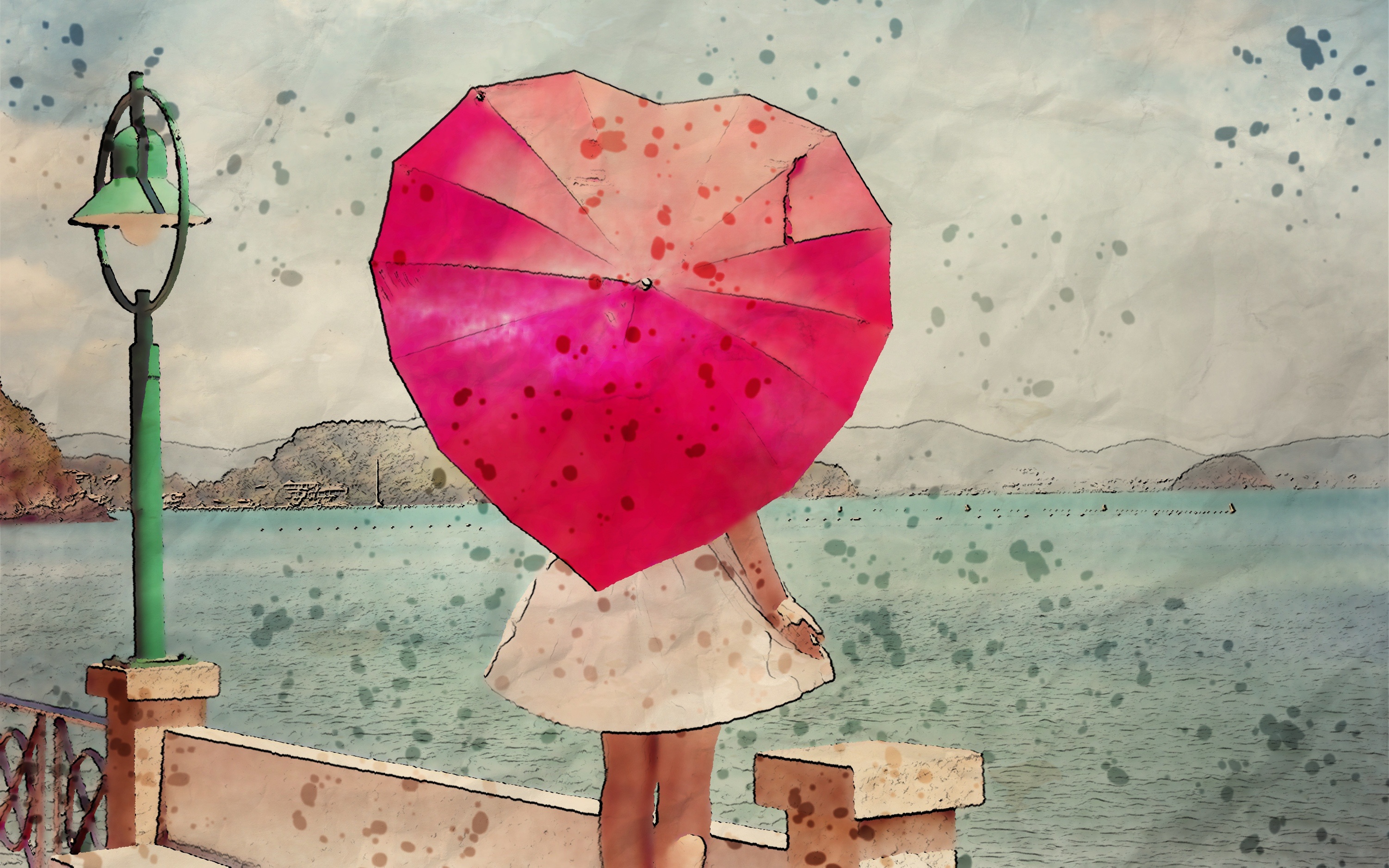 Umbrella Colorful Lady drawing free image download