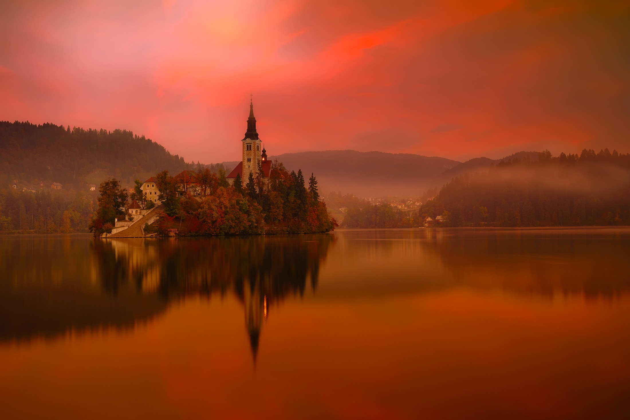 Red Lake Bled, Slovenia on the beautiful landscape free image download