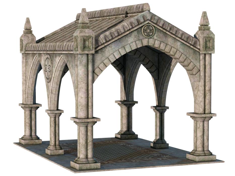 Pavilion of gothic church, cutout free image download
