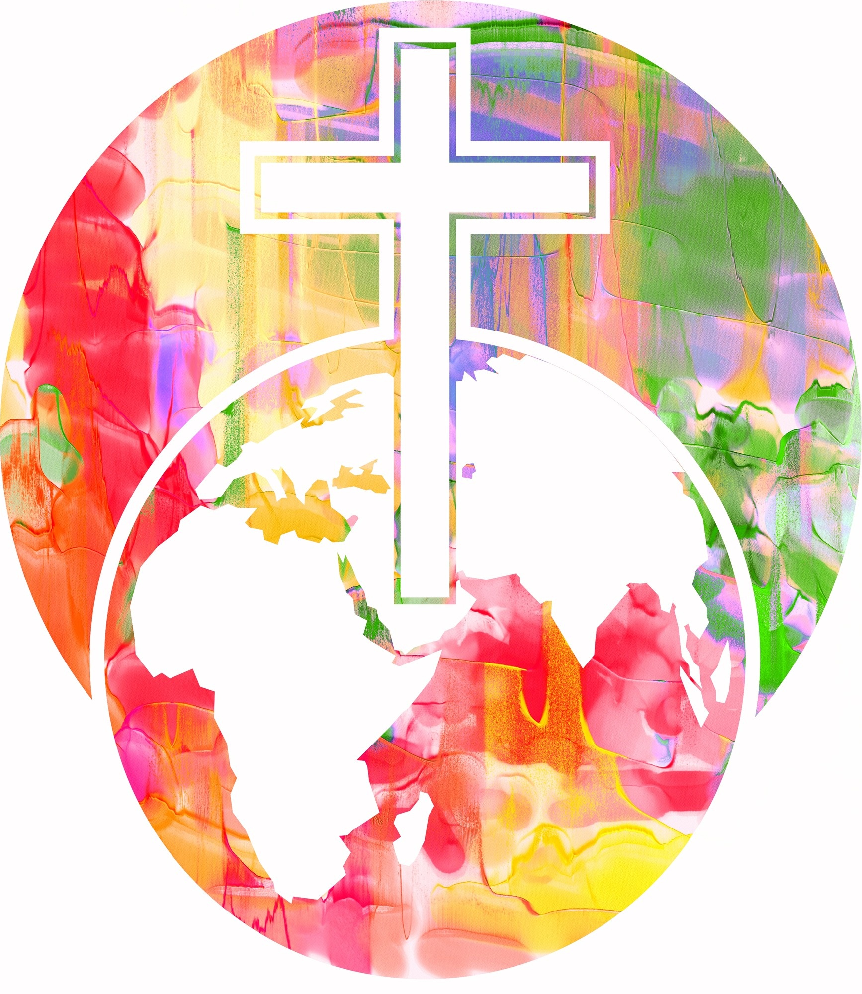 Clipart of watercolour cross and world free image download