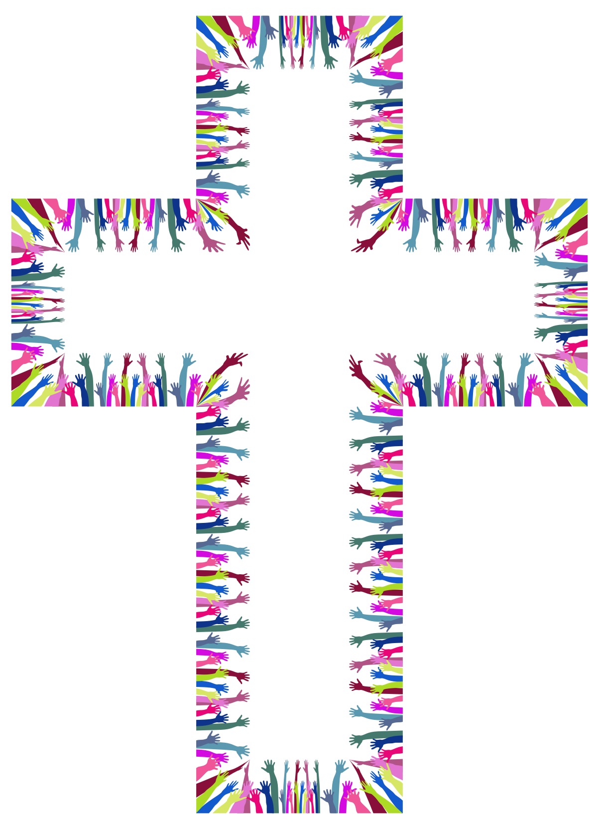 Colorful hands forming cross drawing free image download