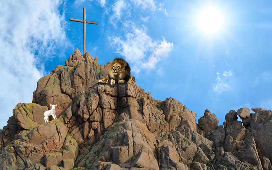 Cross and lion with lamb free image download