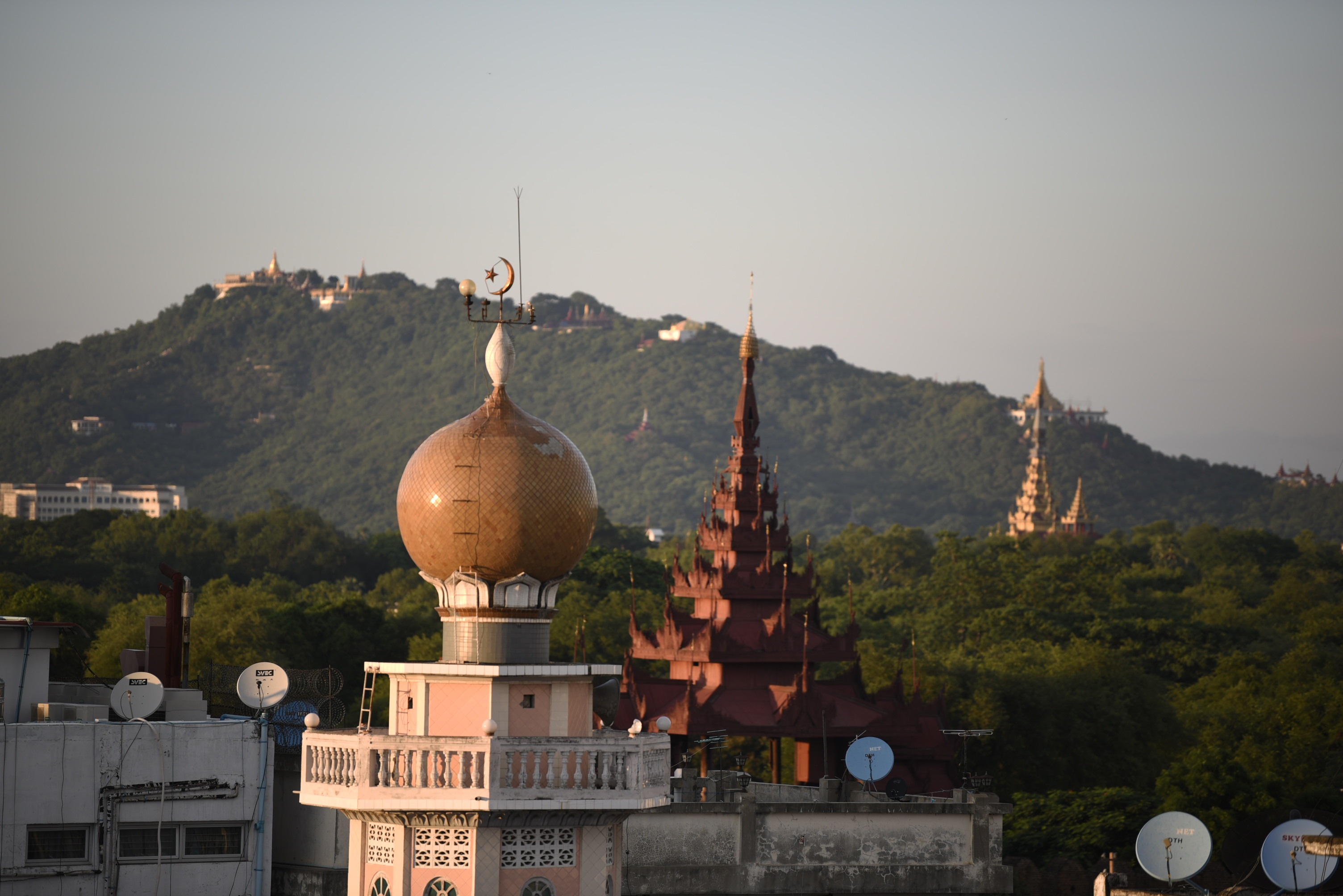 Beautiful mosque and pagoda near the green trees in Myanmar free image ...