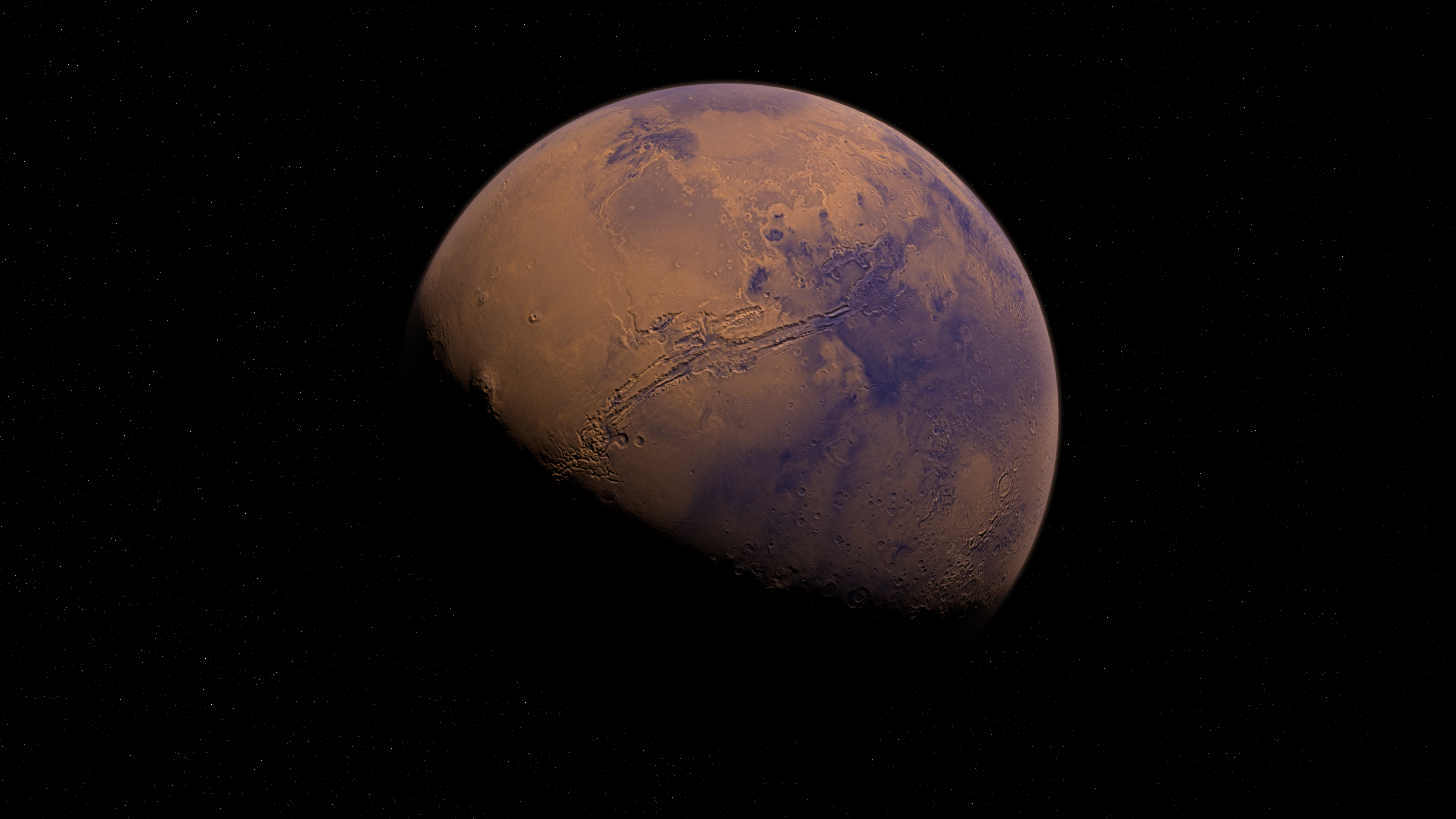 Half shadowed Mars, planet in Space free image download