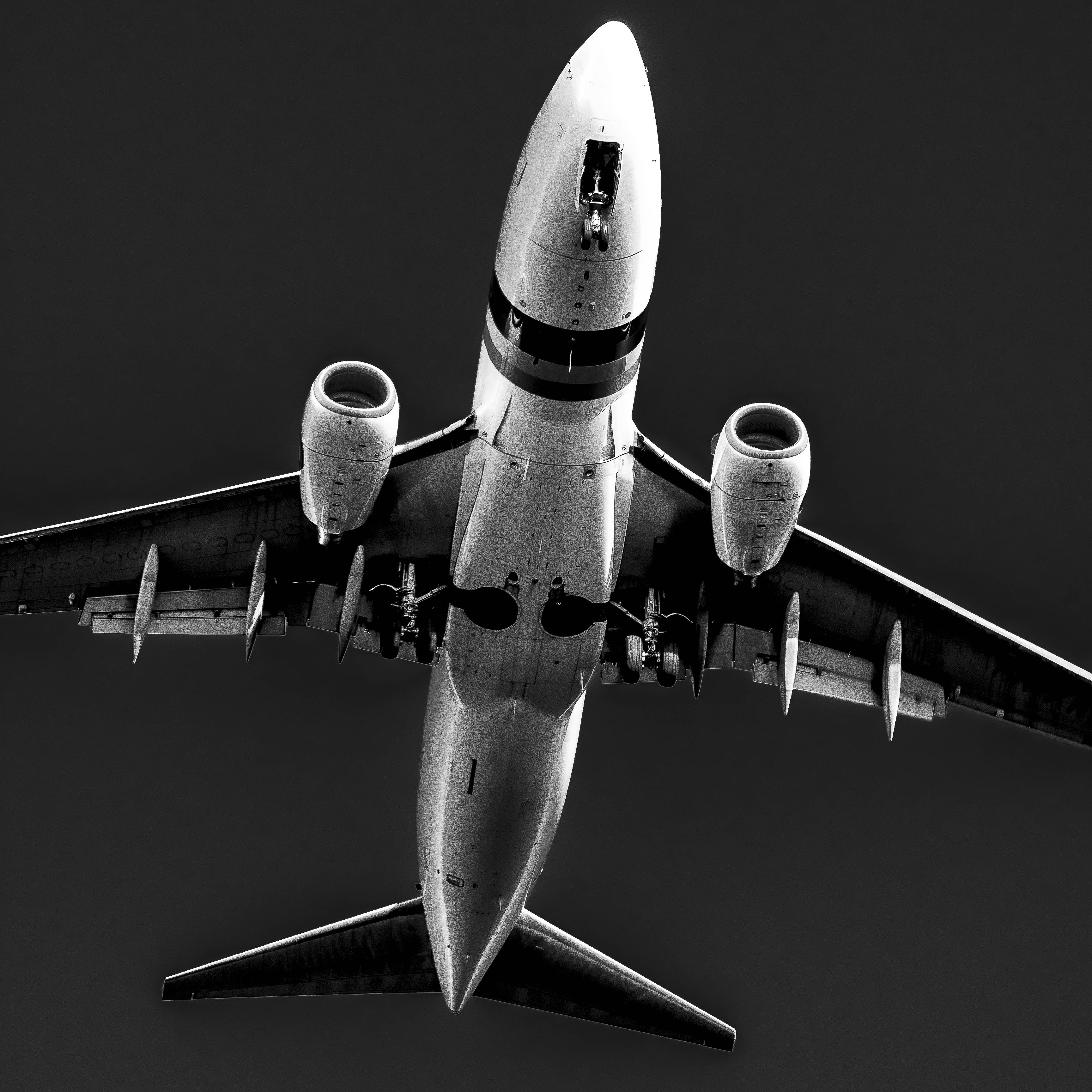 Aircraft Flight Jet black and white free image download