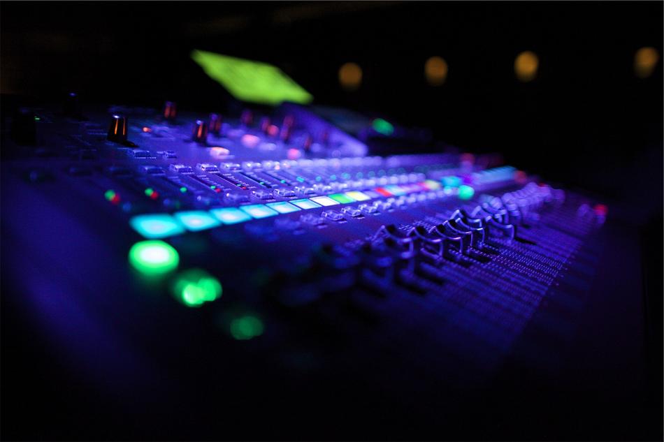 Beautiful audio mixer with the colorful lights free image download
