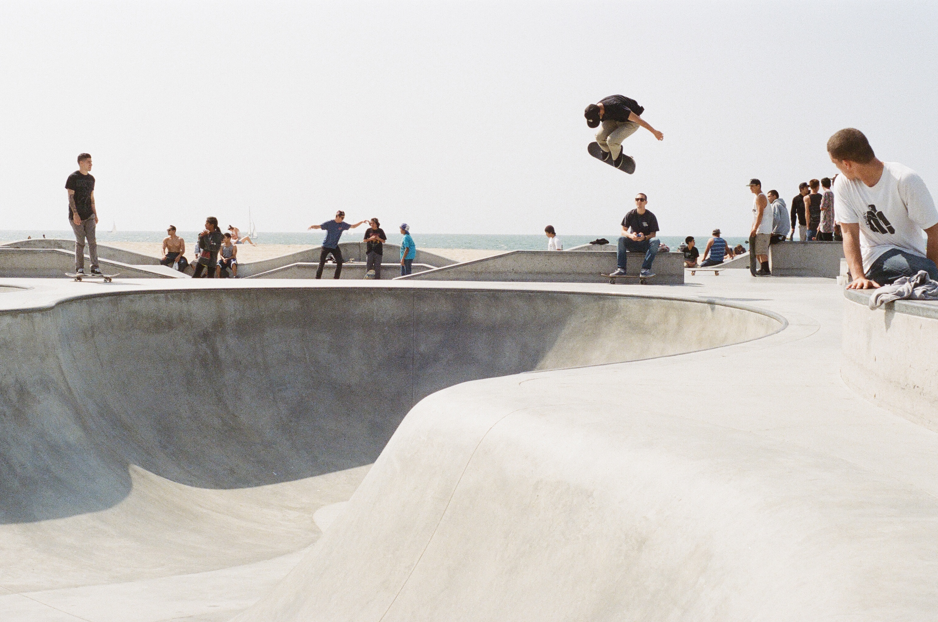 People. skateboarding in the skatepark in light free image download