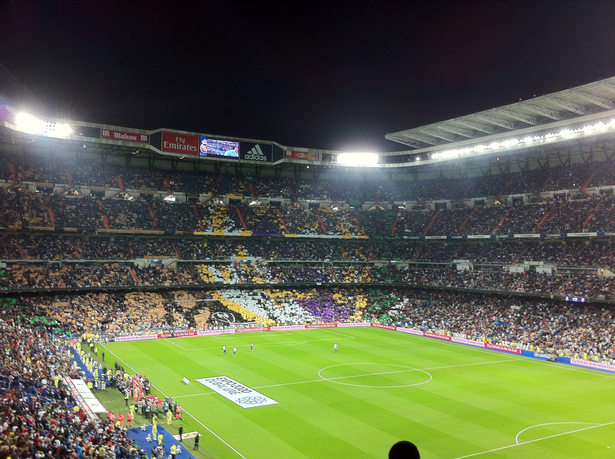 Players, on the beautiful Santiago Bernabeu football stadium, of Real ...
