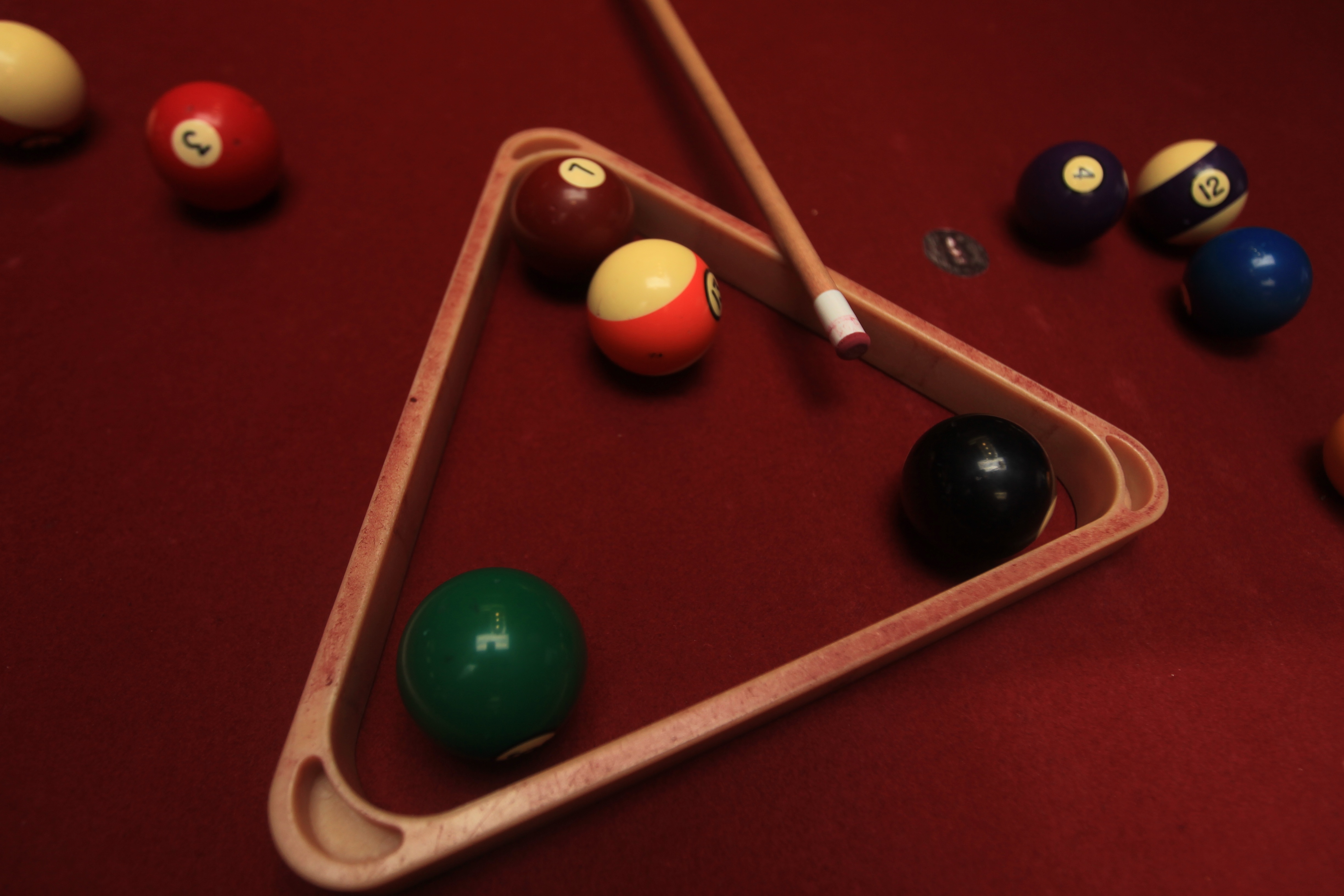 Balls and cue on the billiard table free image download