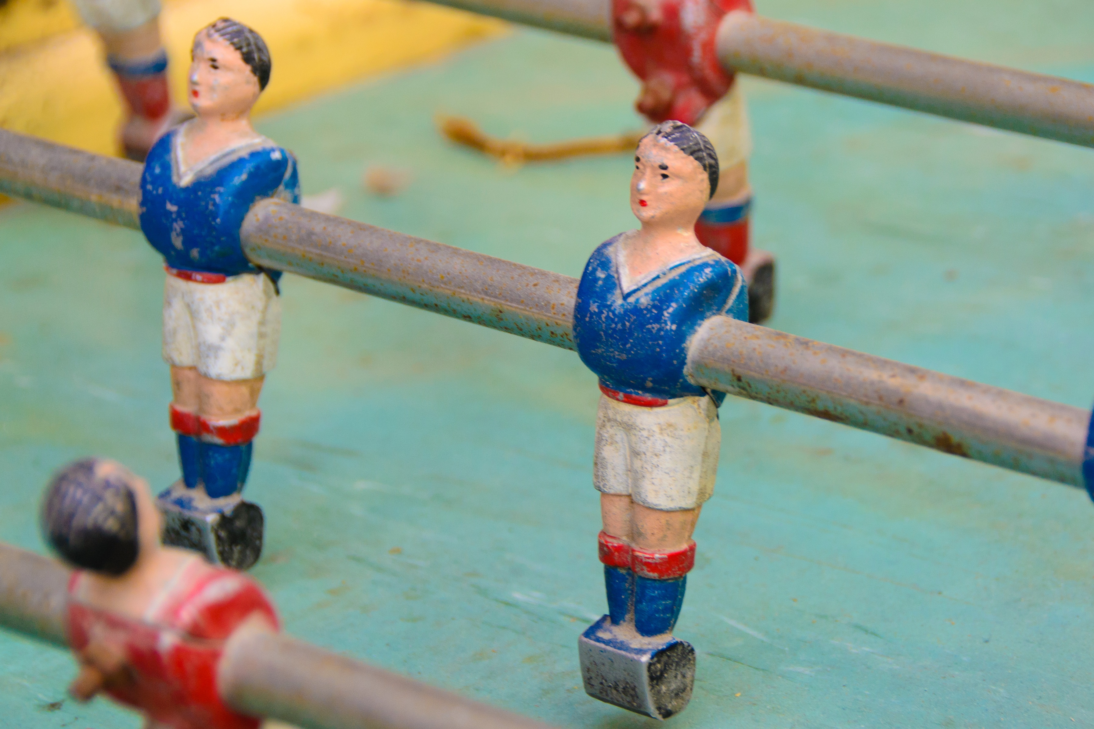 Colorful player figures of the vintage table football free image download