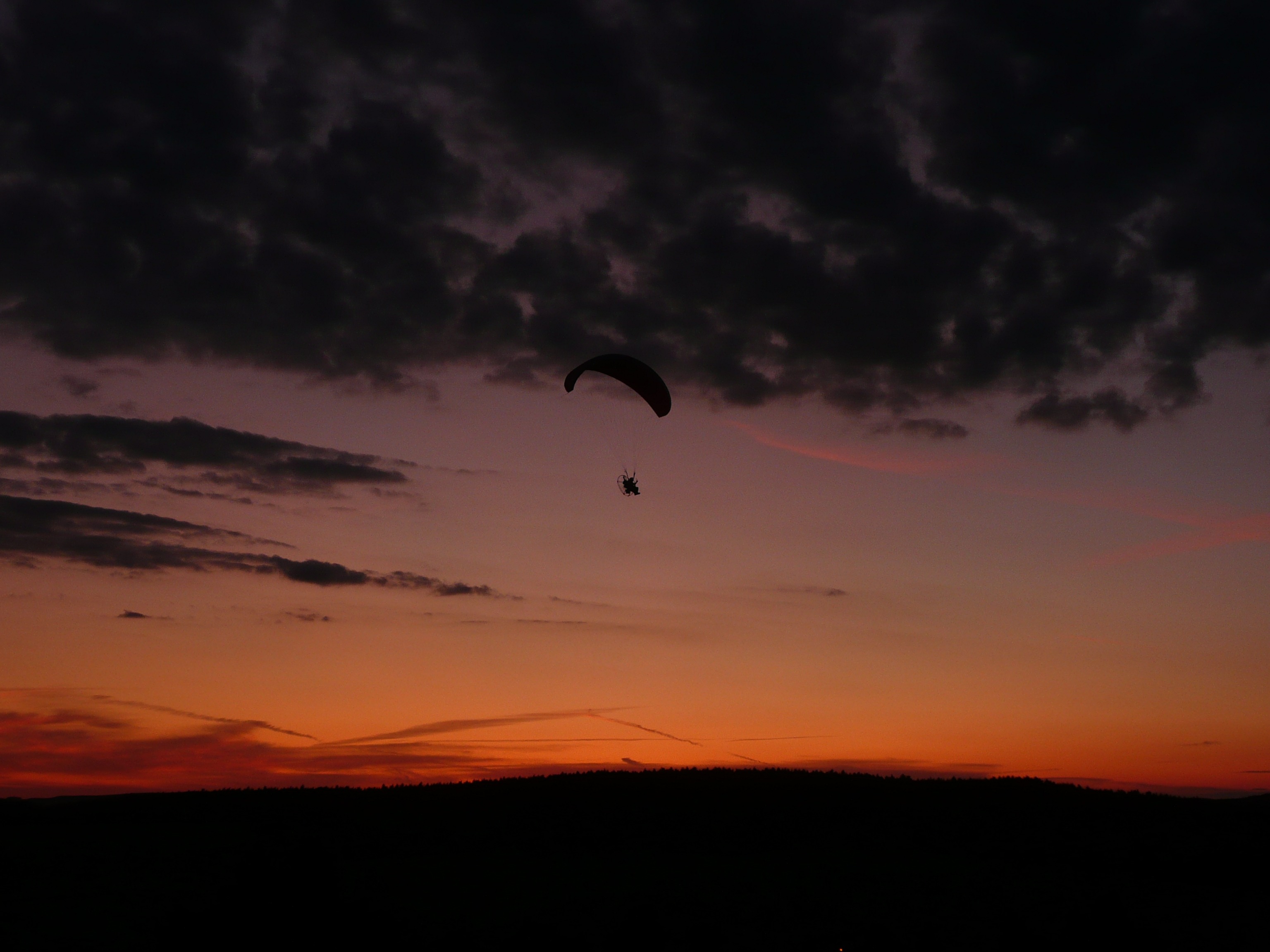 Hang Glider Flying at sunset free image download