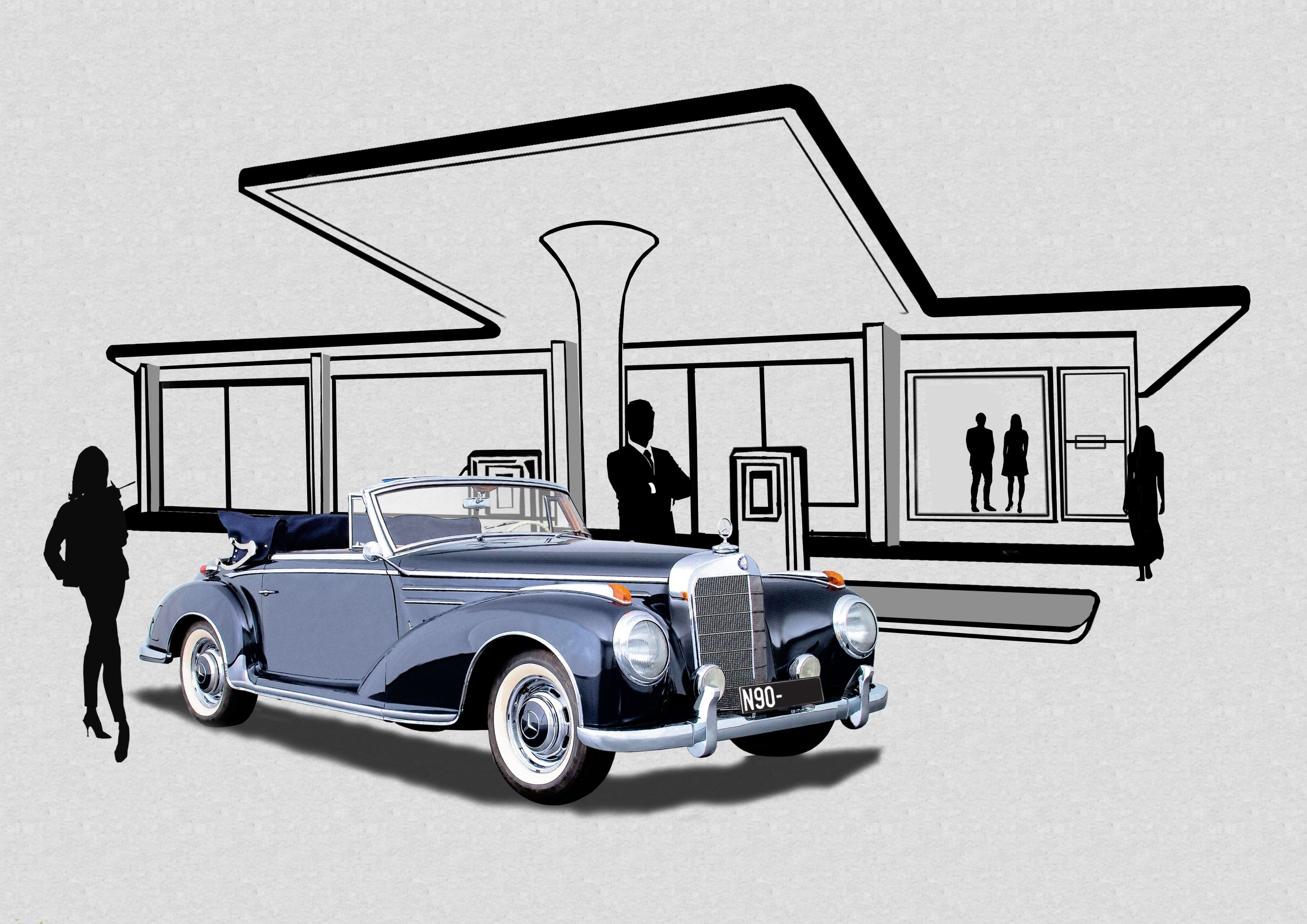 Mercedes benz 300s classic drawing free image download