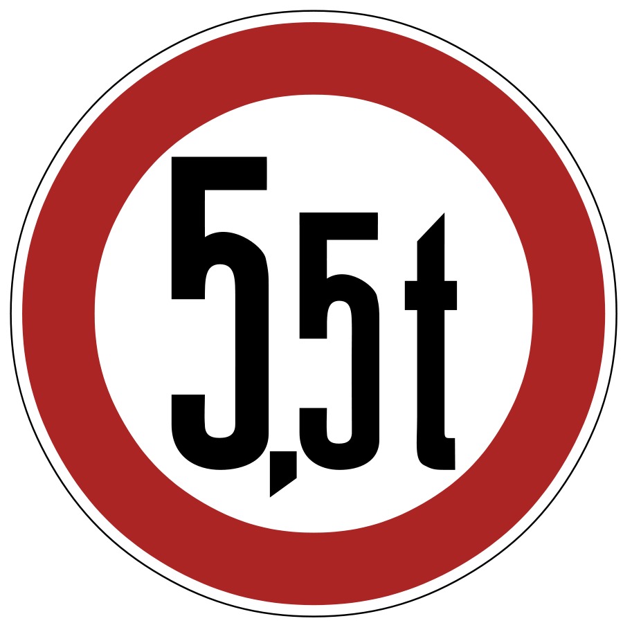 5,5t, traffic sign, ban for vehicles above certain weight free image ...