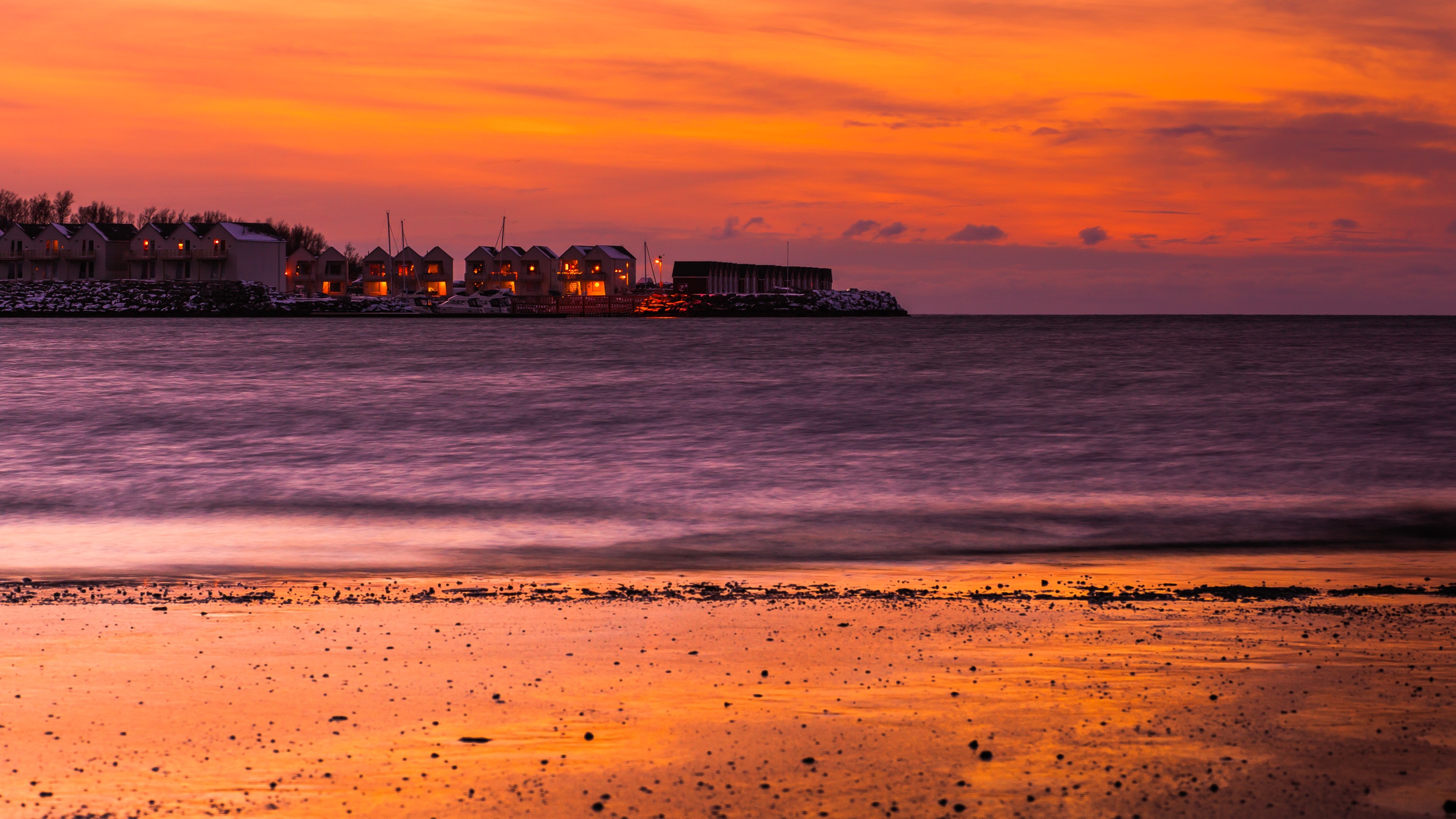 Sunset Winter red, port norway free image download