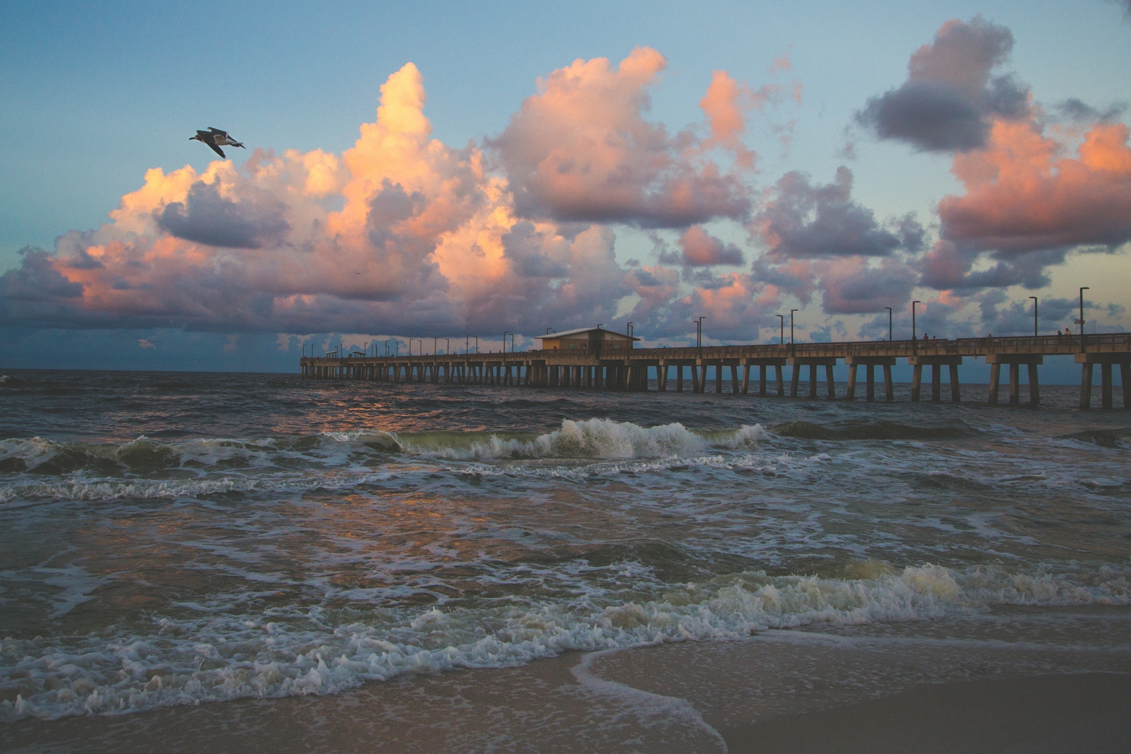 Pier at sea at high tide free image download