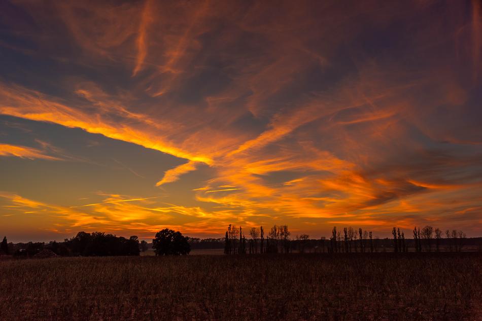 Colorful evening sky over the countryside free image download
