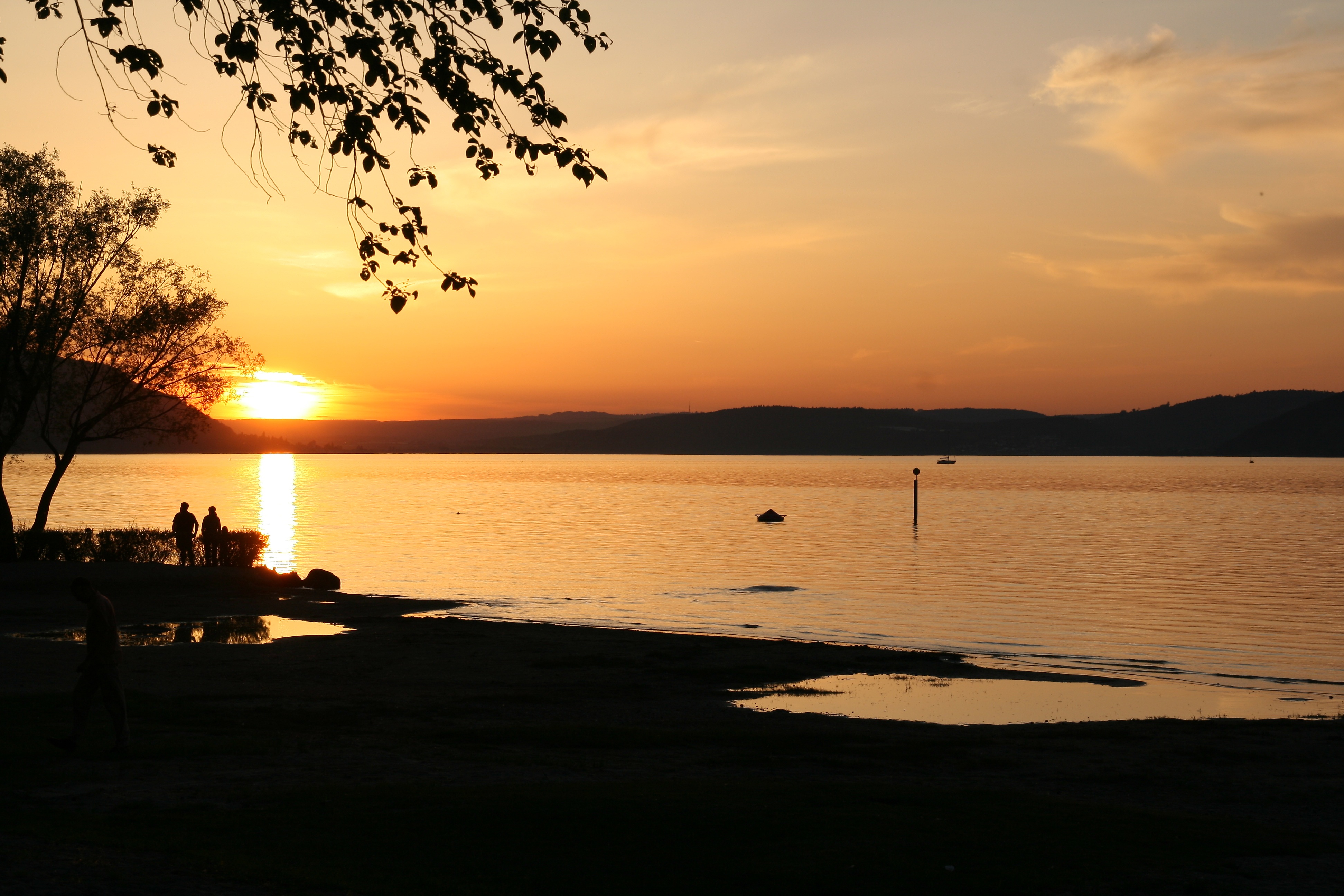 Scenic sunset over lake free image download