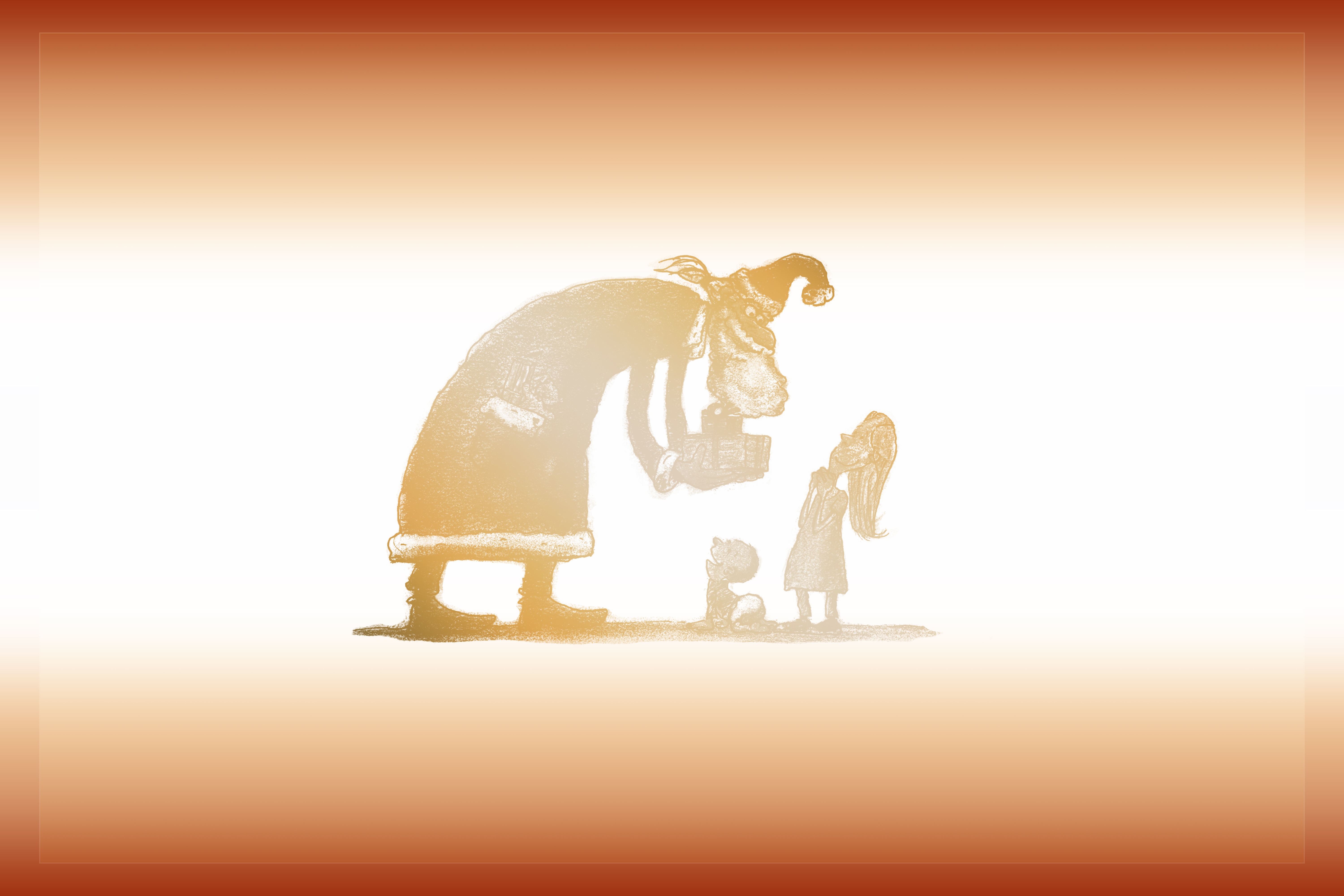 Drawing of santa claus next to girl free image download