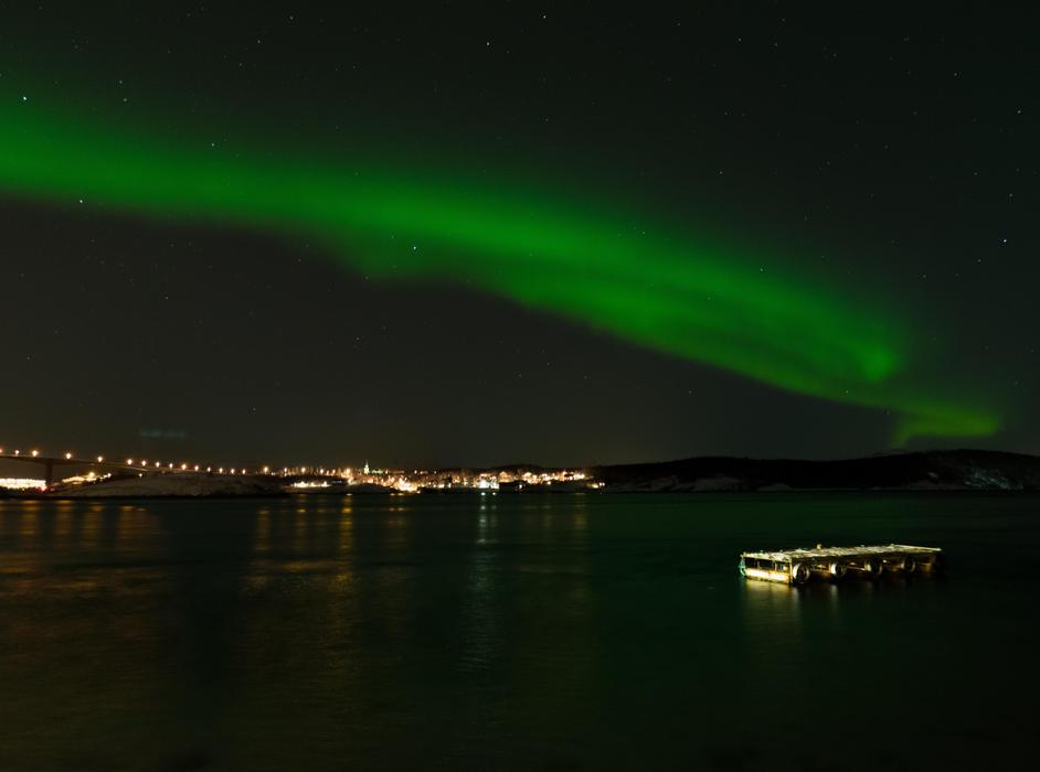 Northern Lights over norway sea free image download
