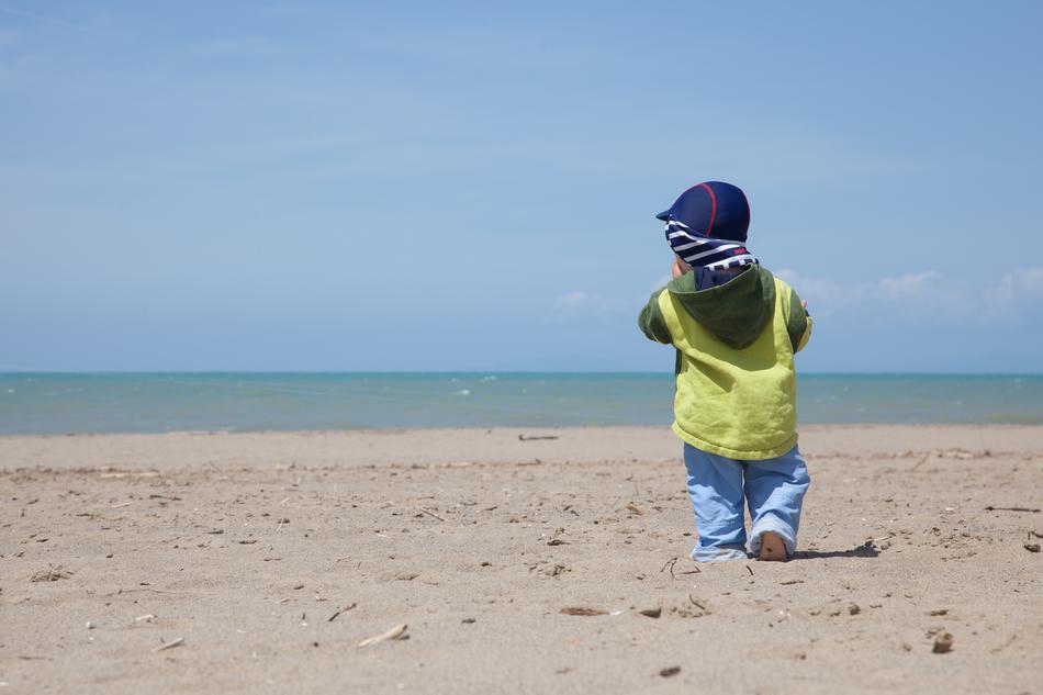 Child on Beach Sea View free image download