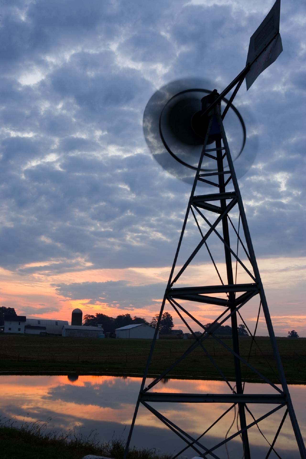 Windmill Sunset Clouds free image download