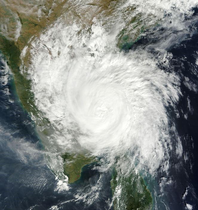 White swirl, Cyclone over ocean, aerial view free image download