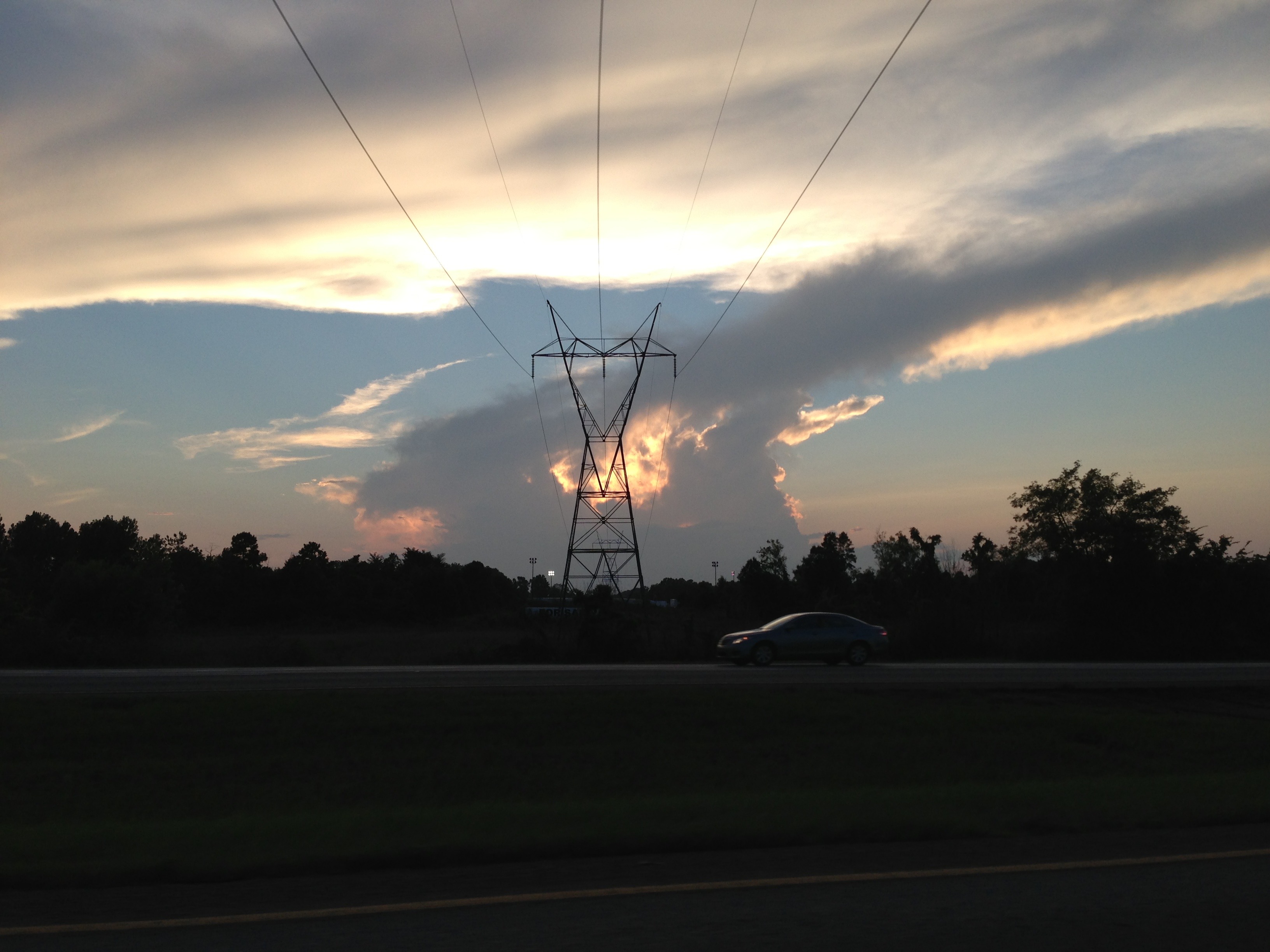 Thunderstorm Sunset Power Lines free image download
