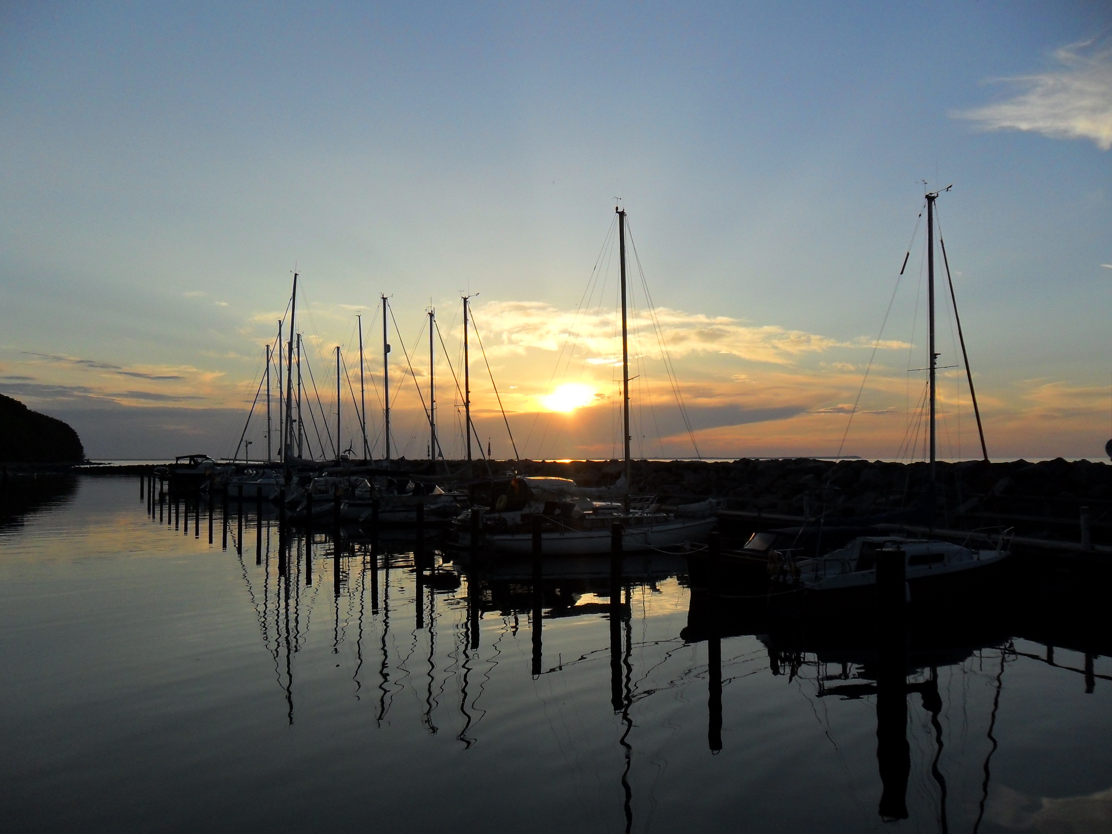 Sunset Port Boats free image download