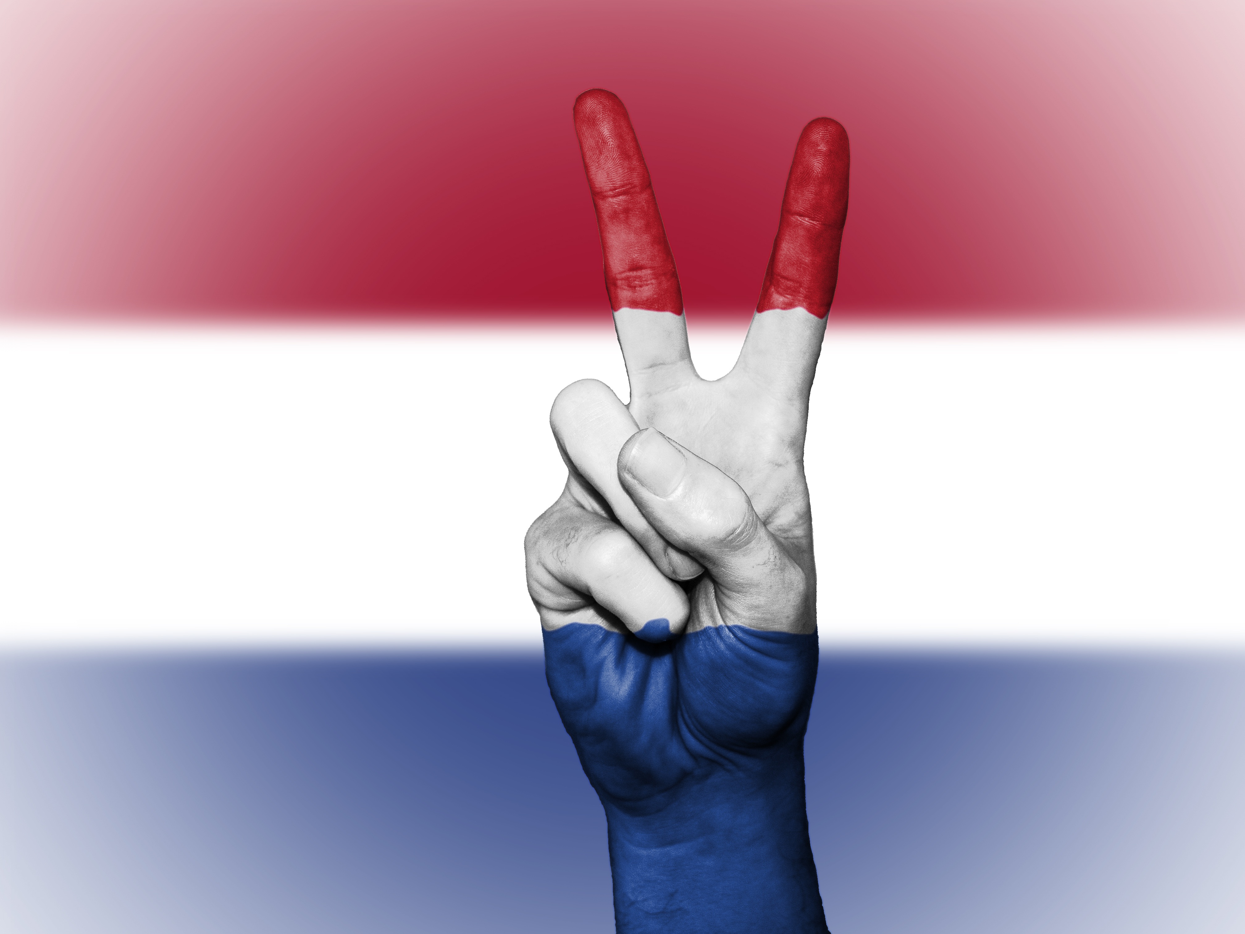 Peace sign on the background of the flag free image download