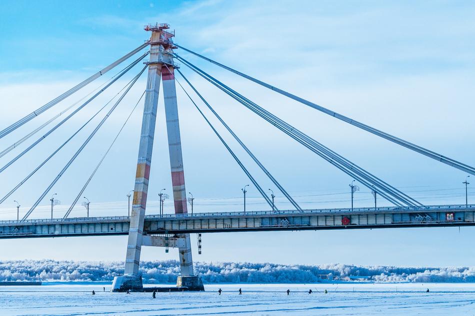 Blue ocean with a long bridge free image download