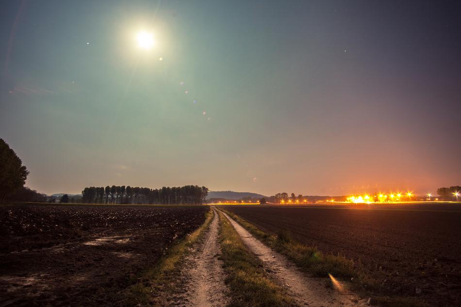 Moonlight Countryside Field free image download