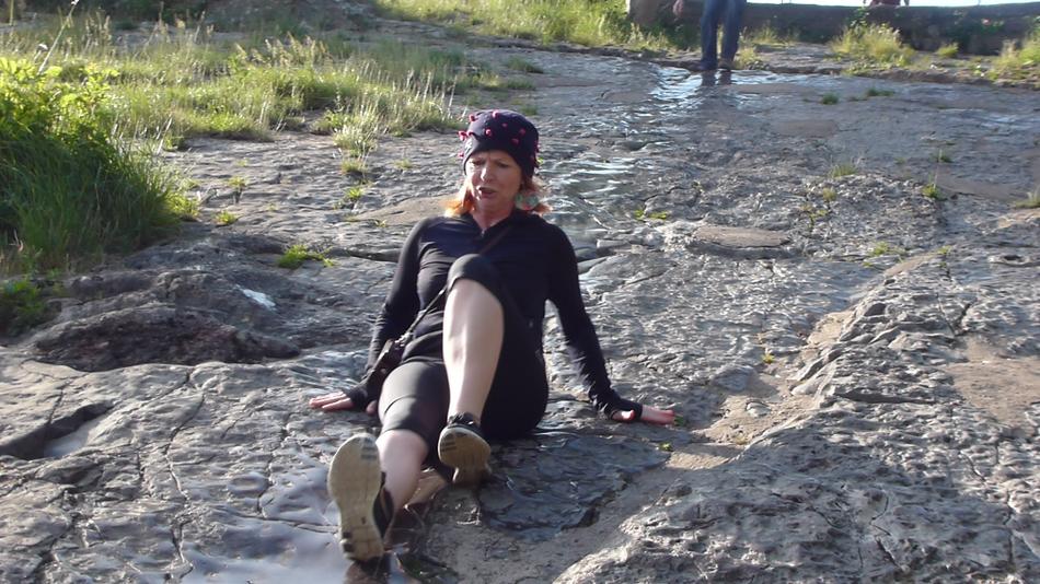 Woman on Rock Slide Movement free image download