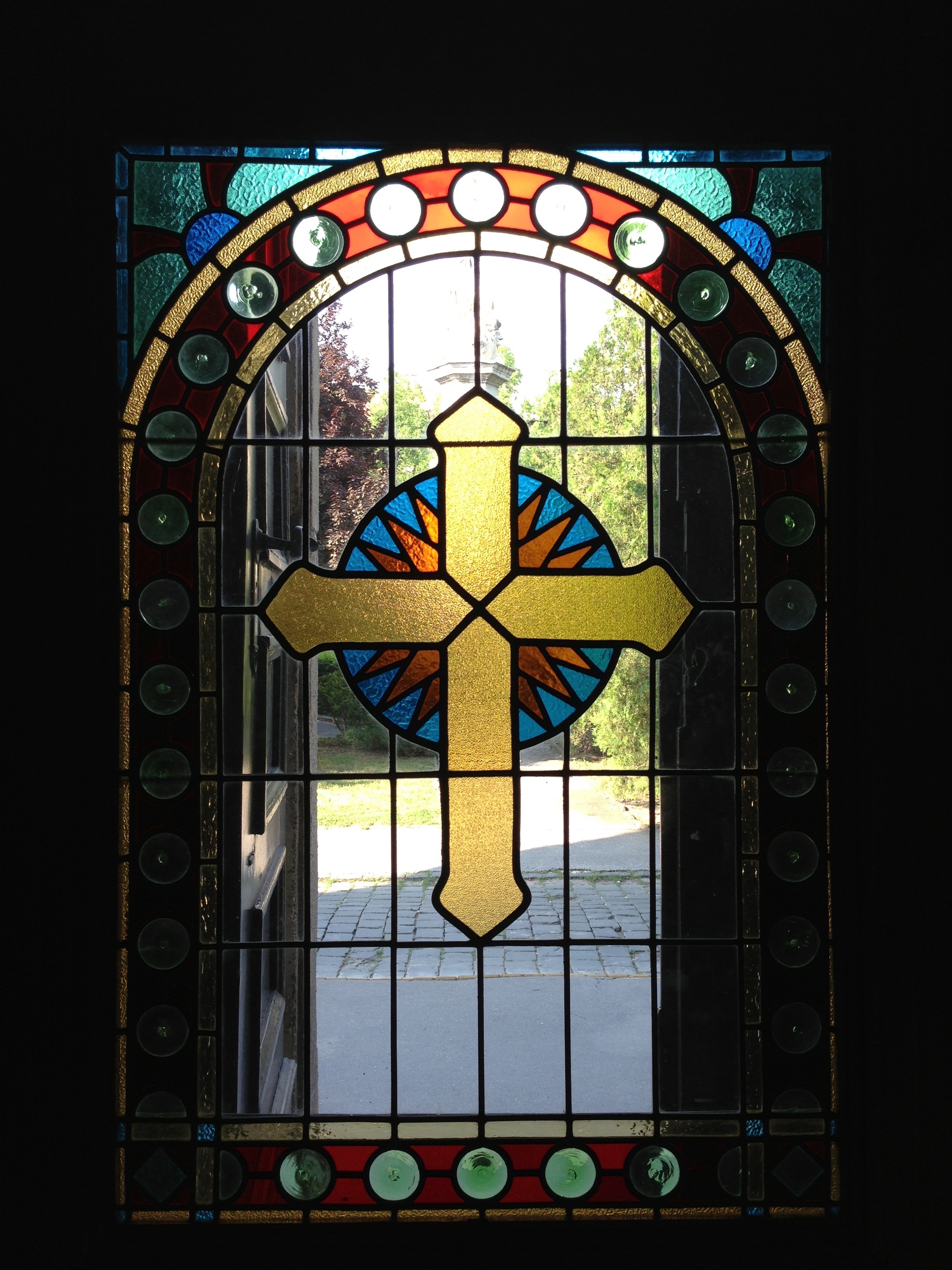Colored mosaic depicted on the window glass free image download