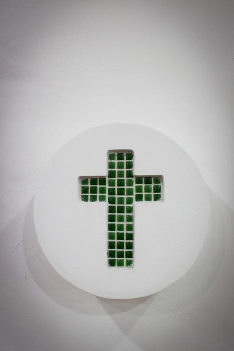Green cross on a white circle free image download