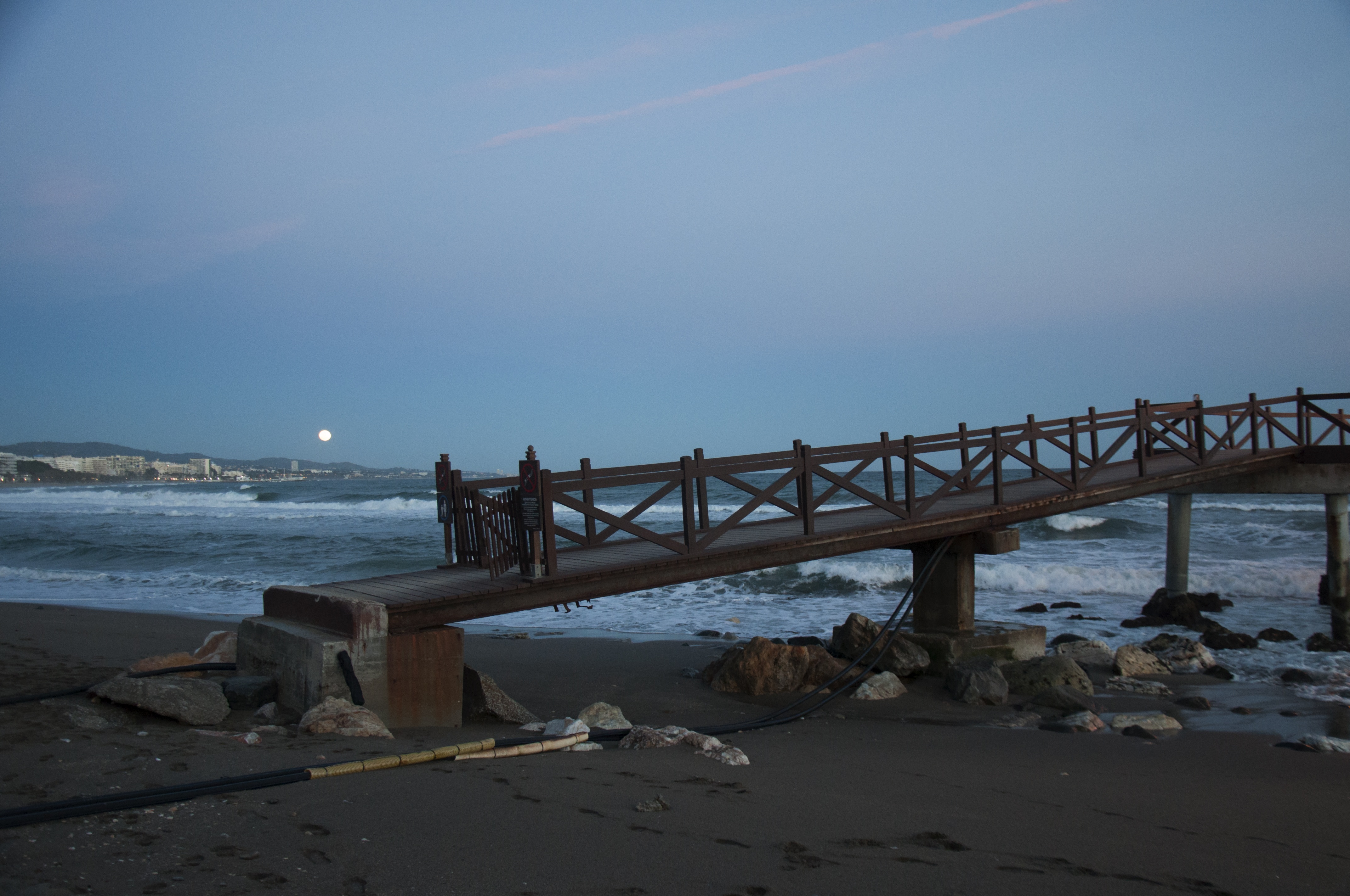 Bridge by night beach free image download