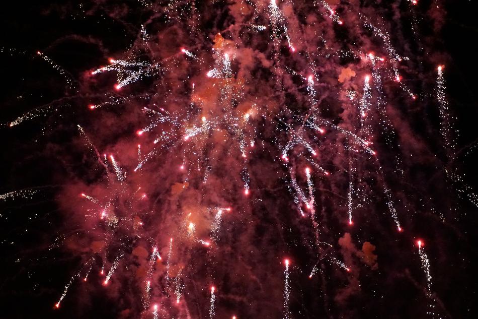 Red fireworks in sky free image download