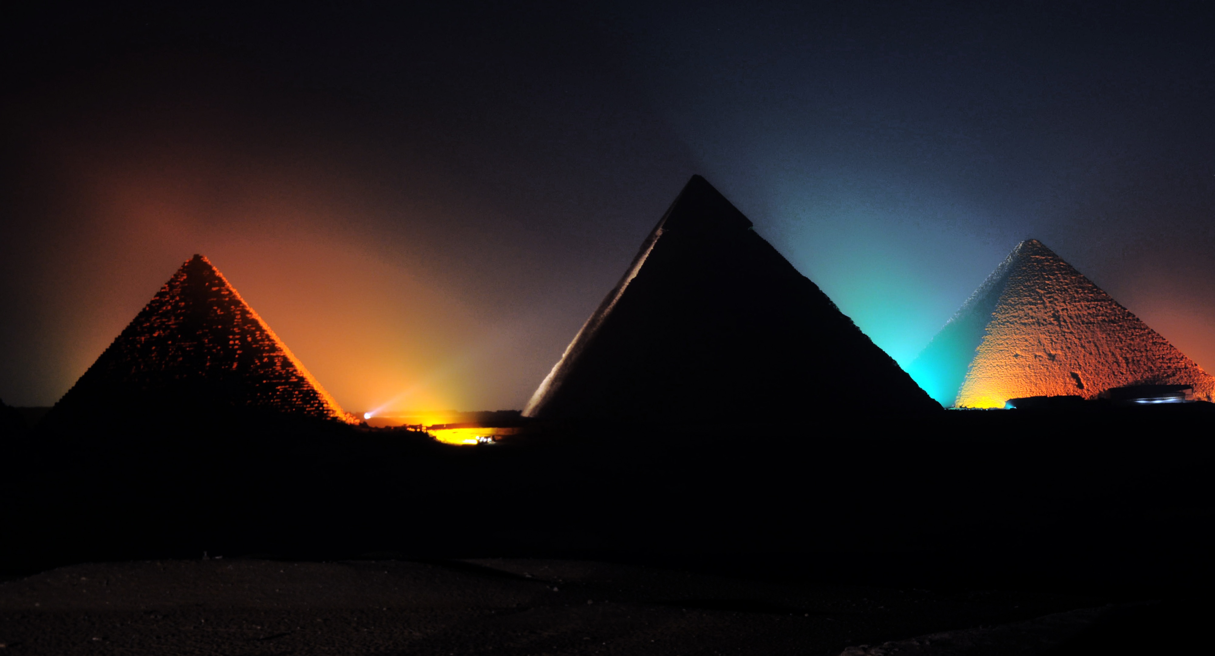 Pyramid Light Show Giza Night free image download